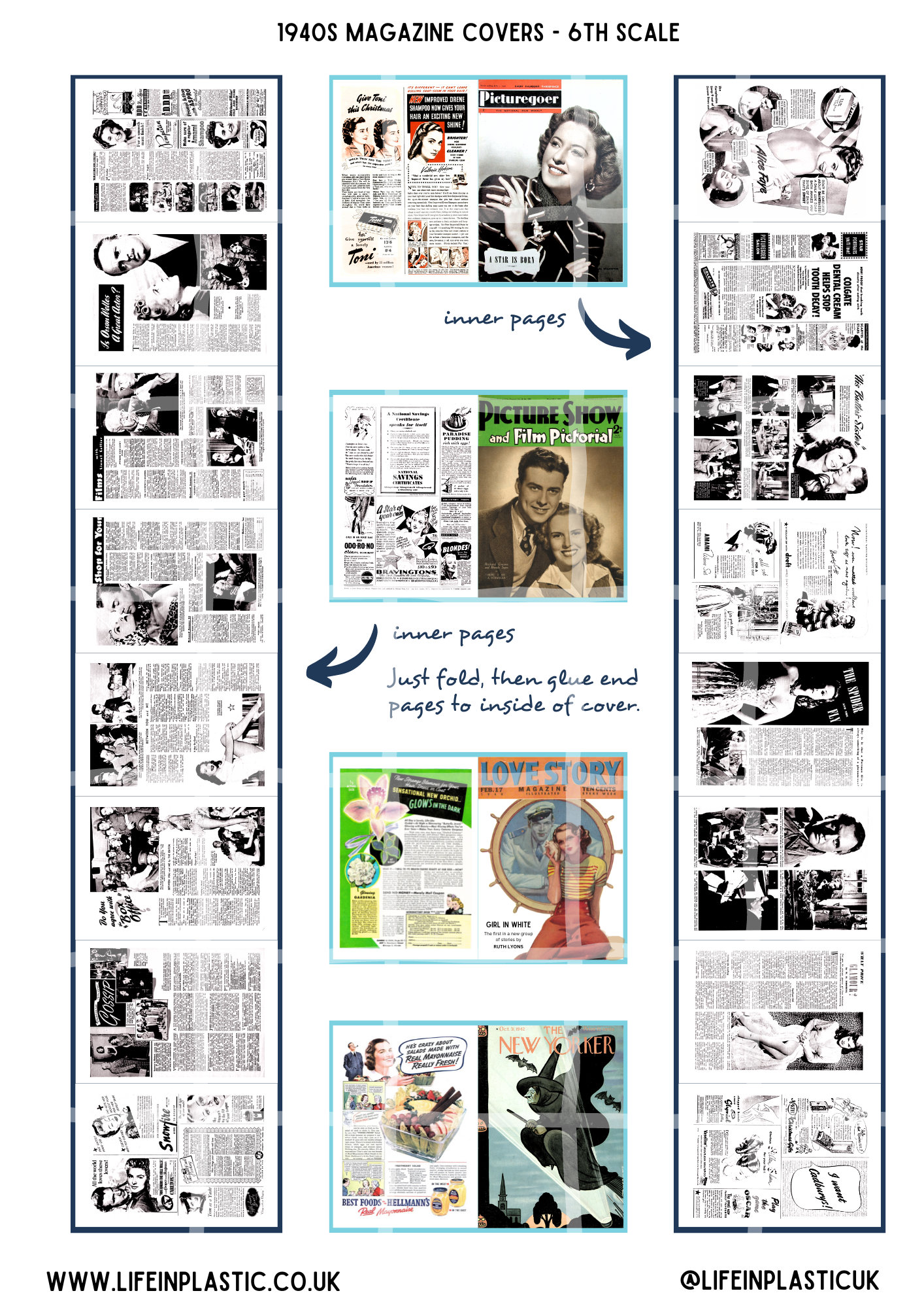 1940s Miniature Magazine Covers - 12th + 6th Scale for Dollhouse ...