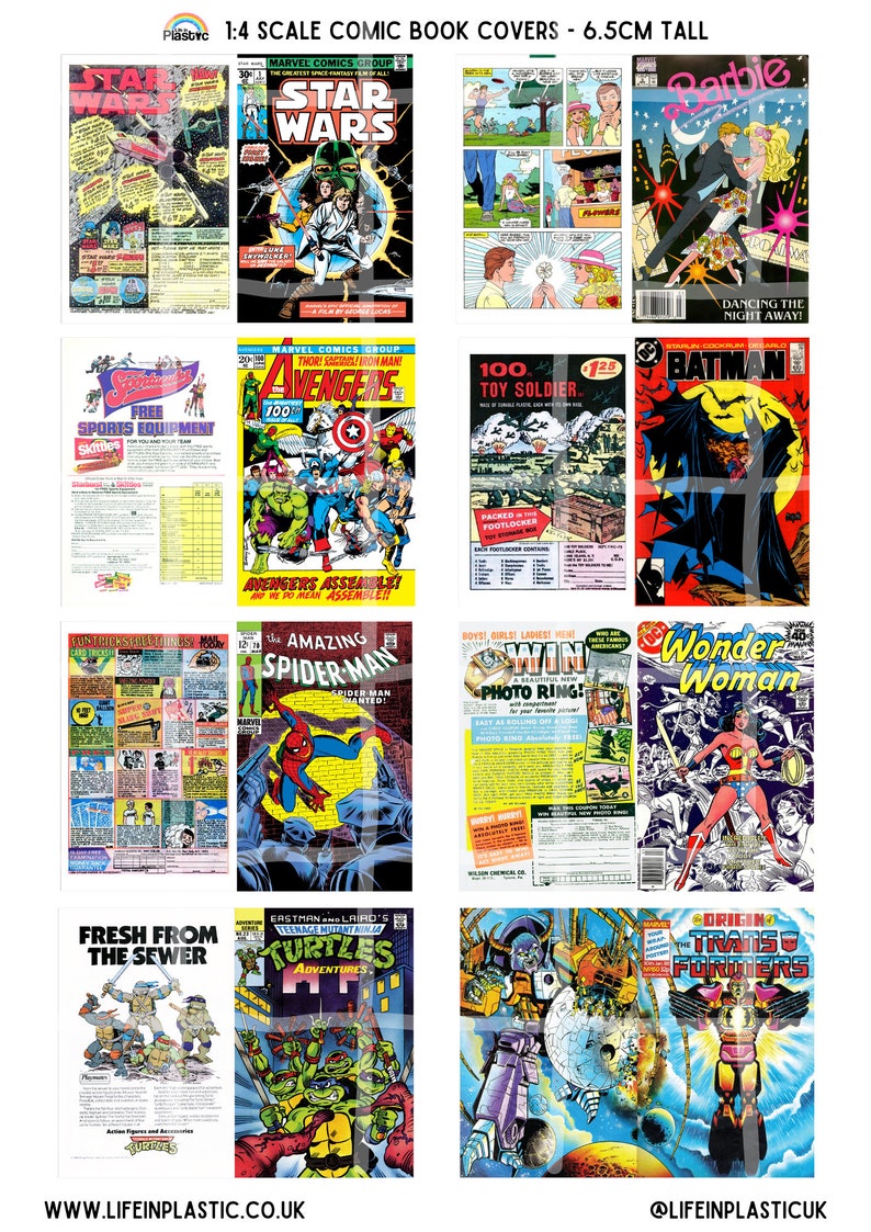 1/4 Scale Miniature Comic Book Covers – BJD Doll Printable (digital ...