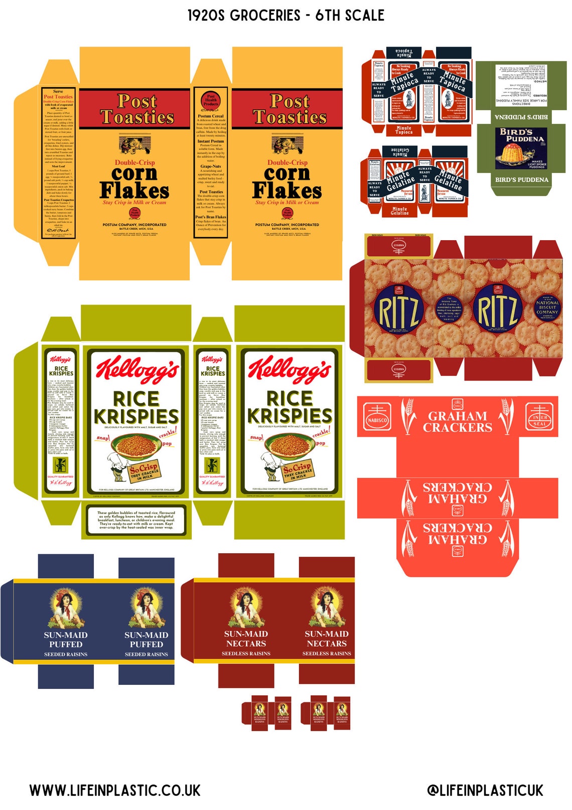 1920s Groceries Miniature Food Packaging Printable Download for 12th ...
