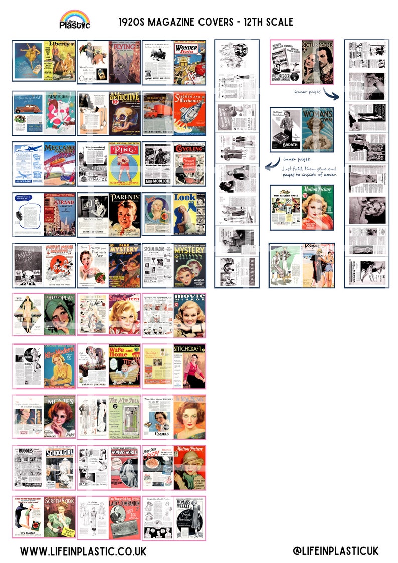 1930s Miniature Magazine Covers 12th 6th Scale for Dollhouse / Fashion ...