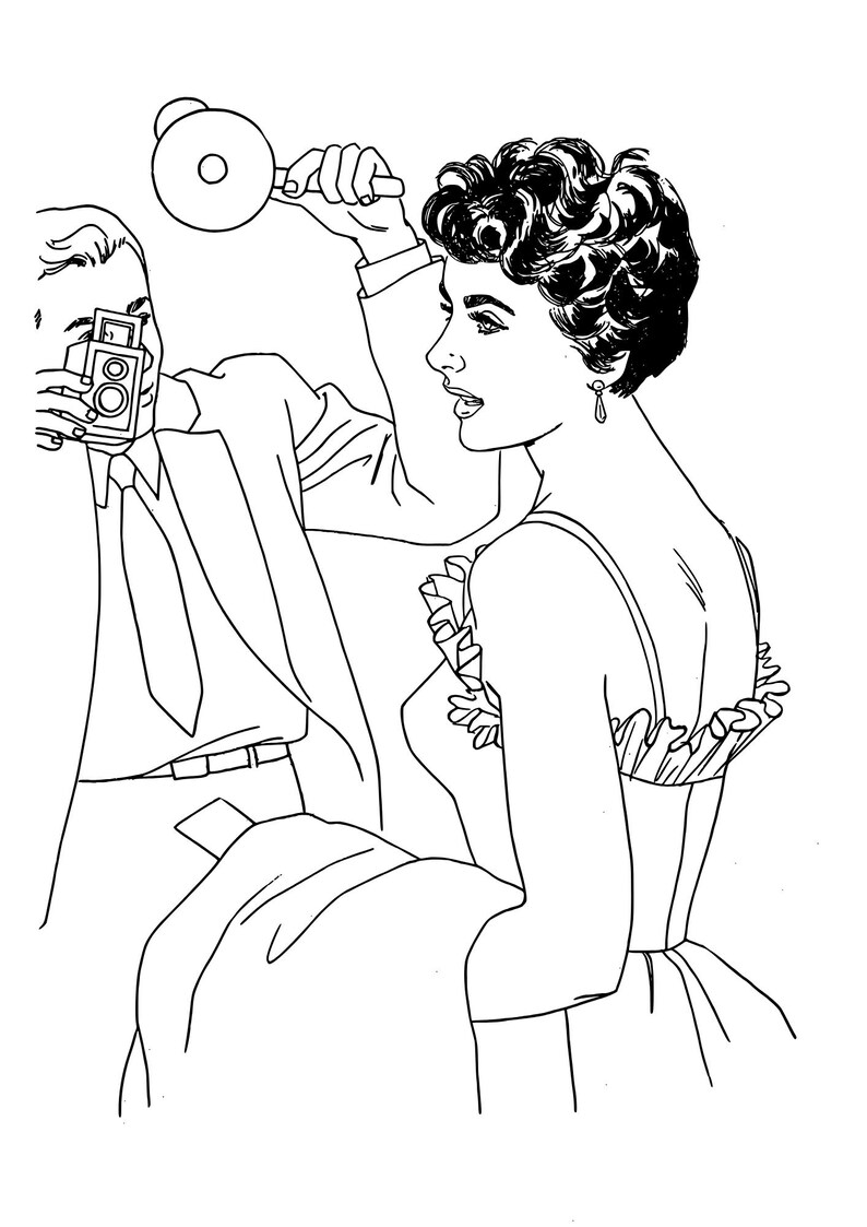 Vintage Elizabeth Taylor Coloring Book – 1950s Hollywood Glamour (PDF ...