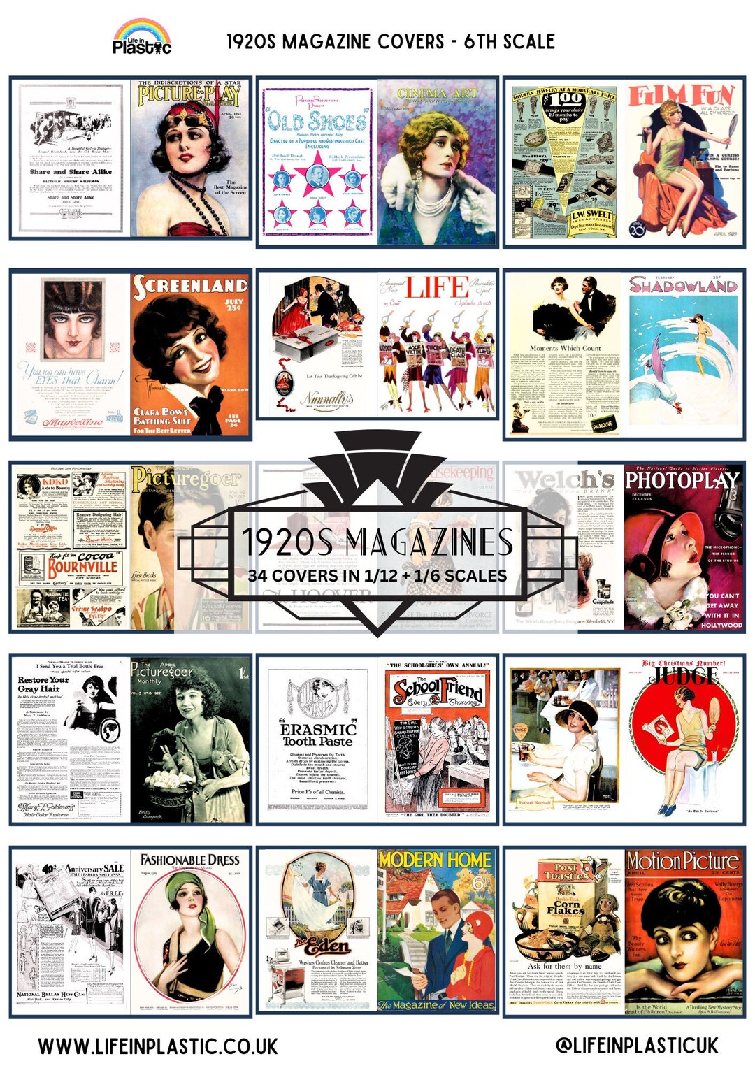 1920s Miniature Magazine Covers - 12th + 6th Scale for Dollhouse ...