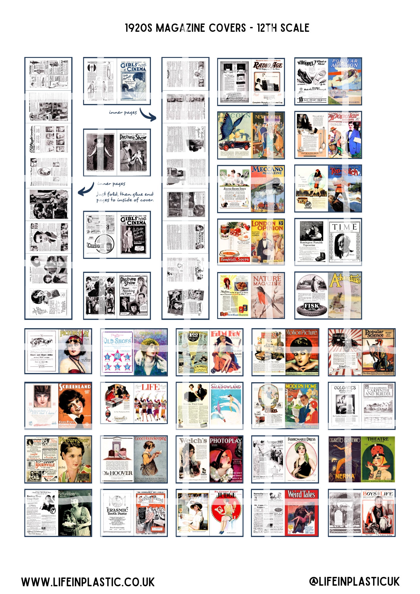 1920s Miniature Magazine Covers - 12th + 6th Scale for Dollhouse ...