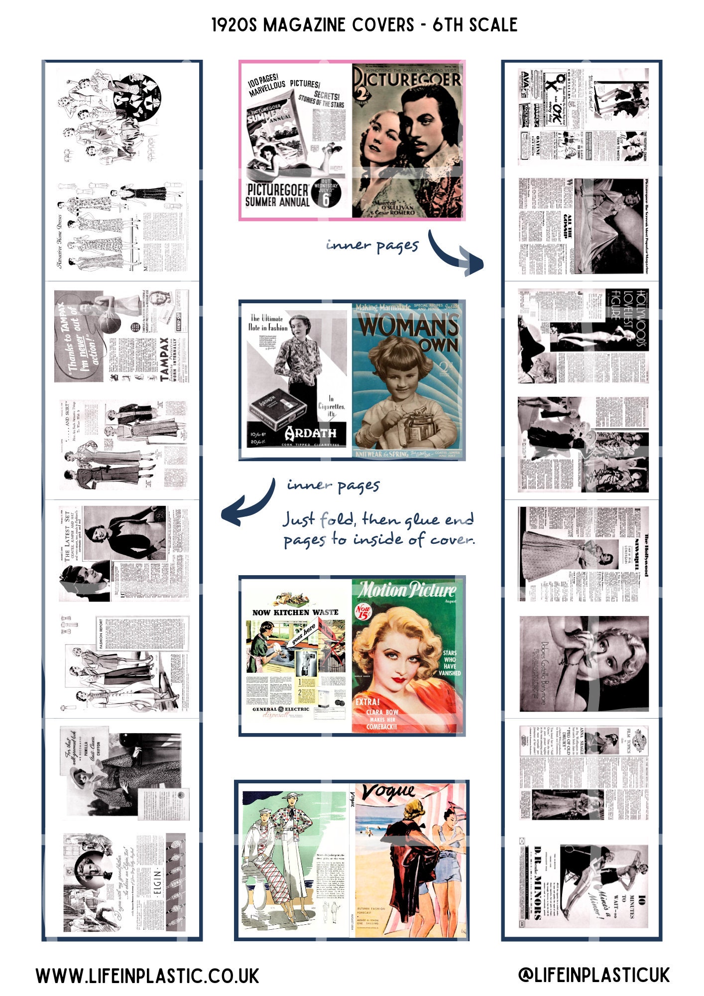 1930s Miniature Magazine Covers 12th 6th Scale for Dollhouse / Fashion ...