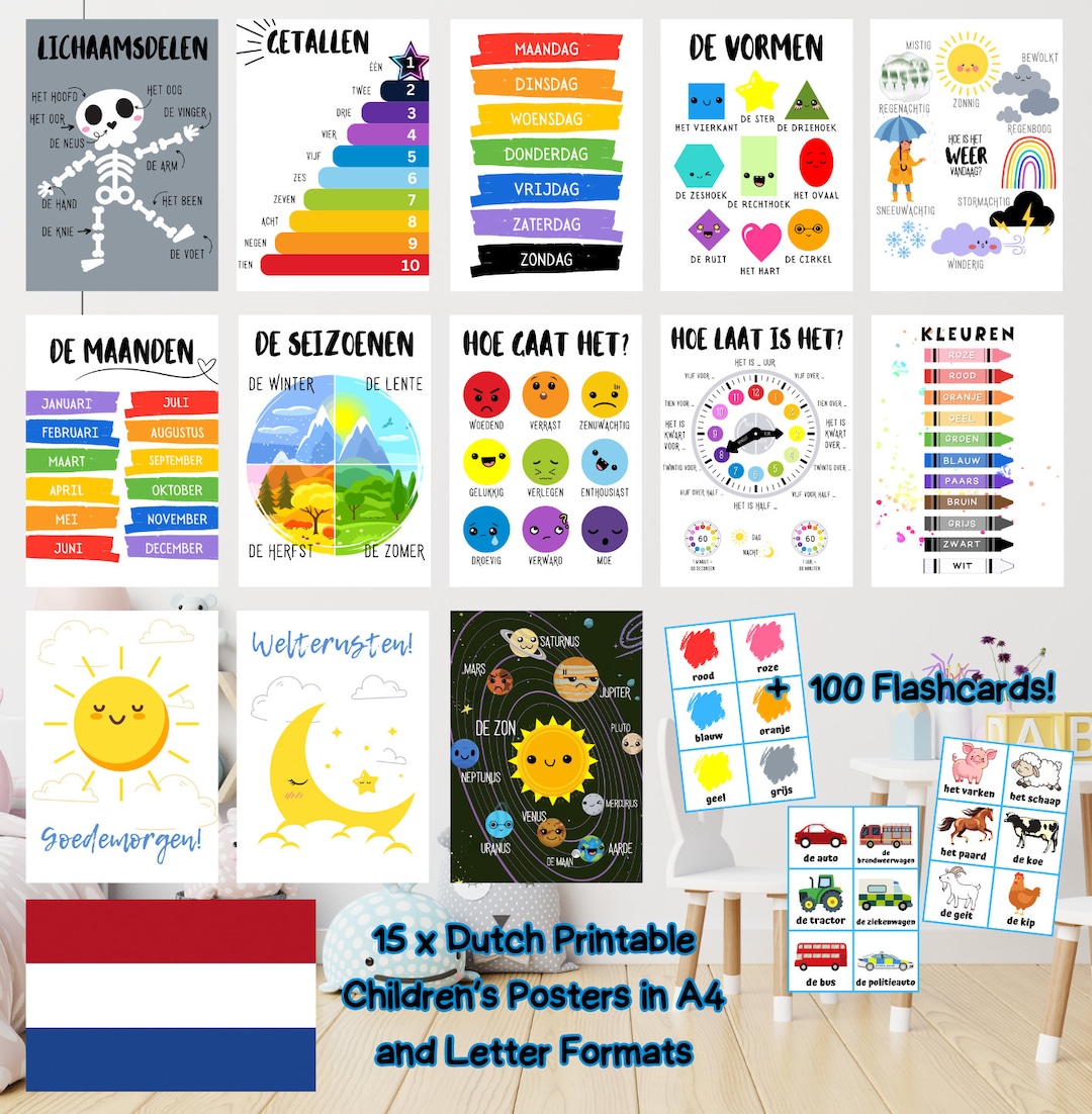 Dutch Nederlands Language Printable Educational Classroom / Nursery ...