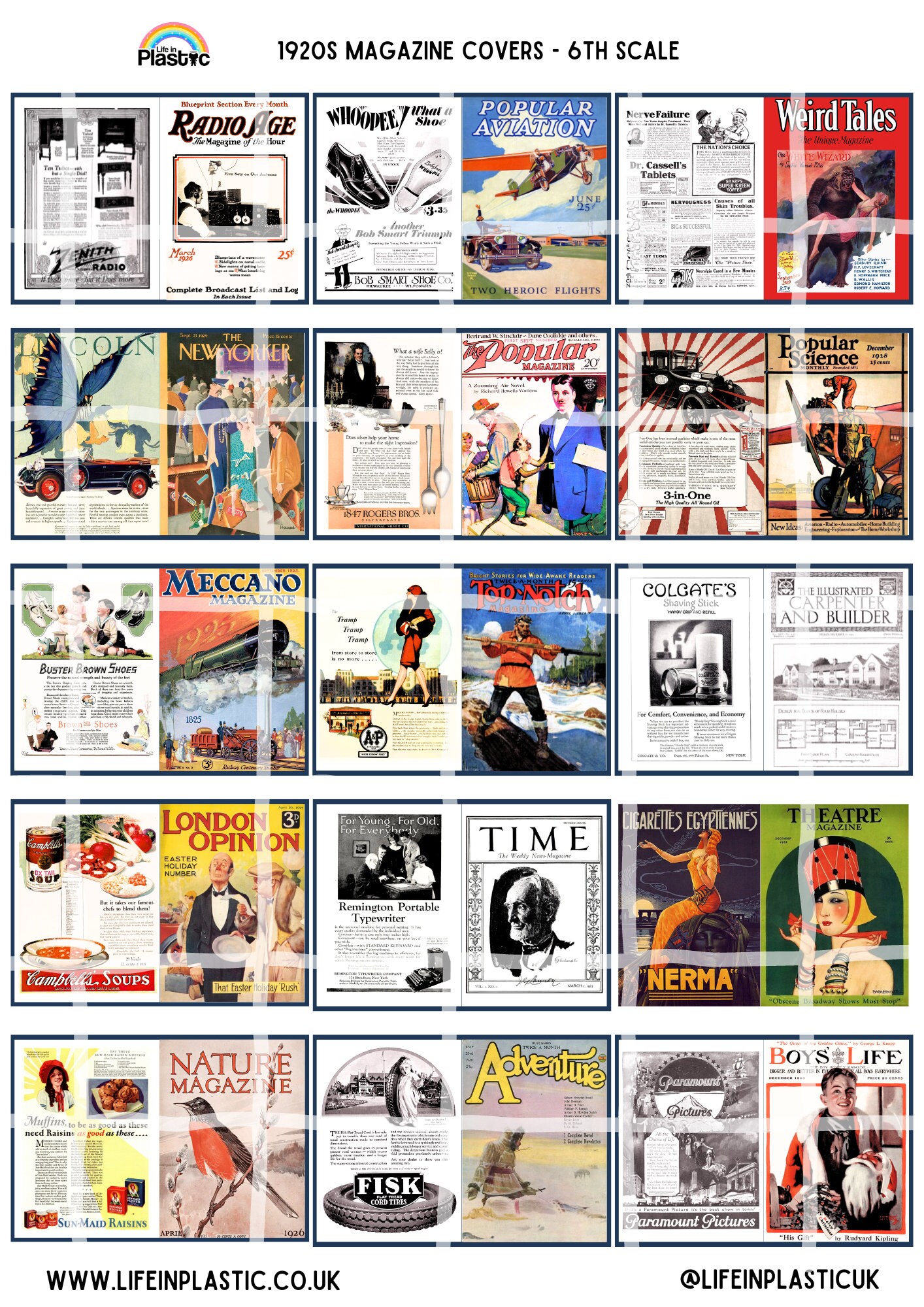 1920s Miniature Magazine Covers - 12th + 6th Scale for Dollhouse ...