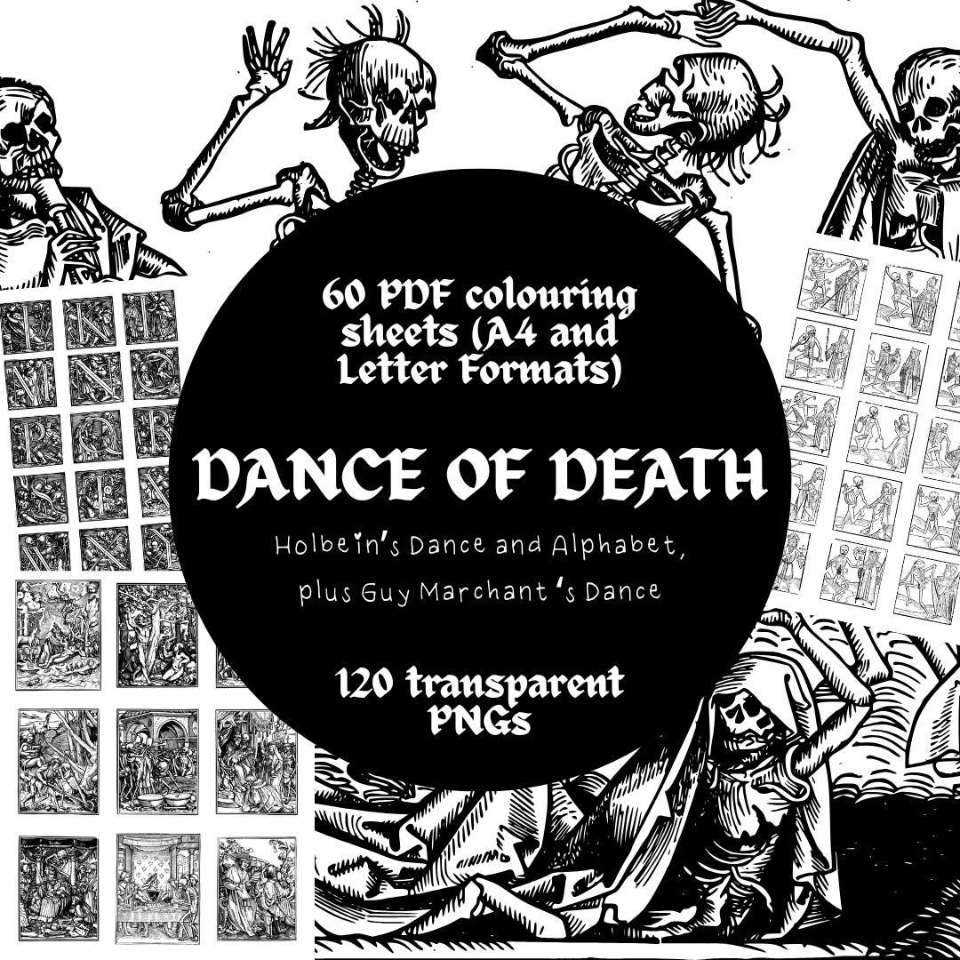 60 Totentanz Danse Macabre Skelett Holzschnitt PDF Malseiten Malbuch ...