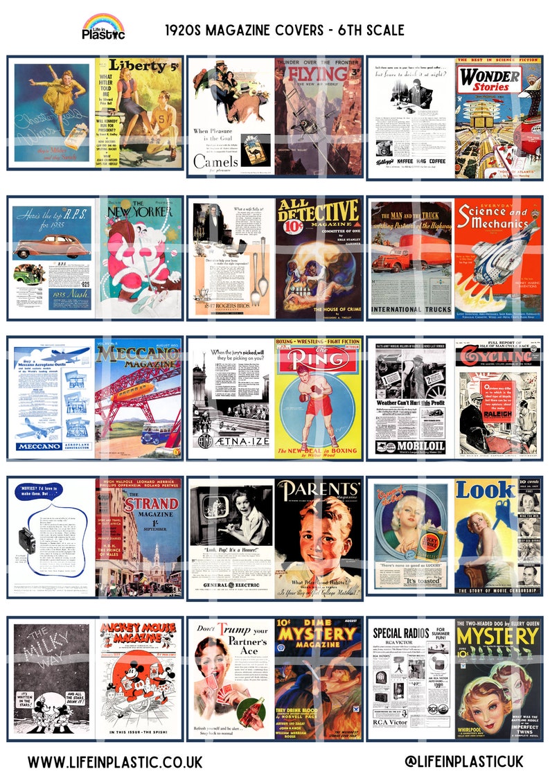 1930s Miniature Magazine Covers 12th 6th Scale for Dollhouse / Fashion ...