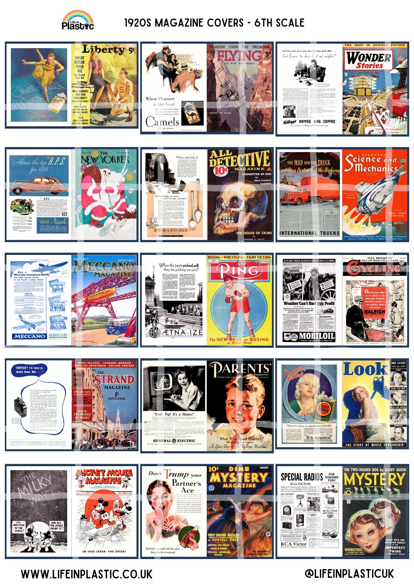 1930s Miniature Magazine Covers 12th 6th Scale for Dollhouse / Fashion ...