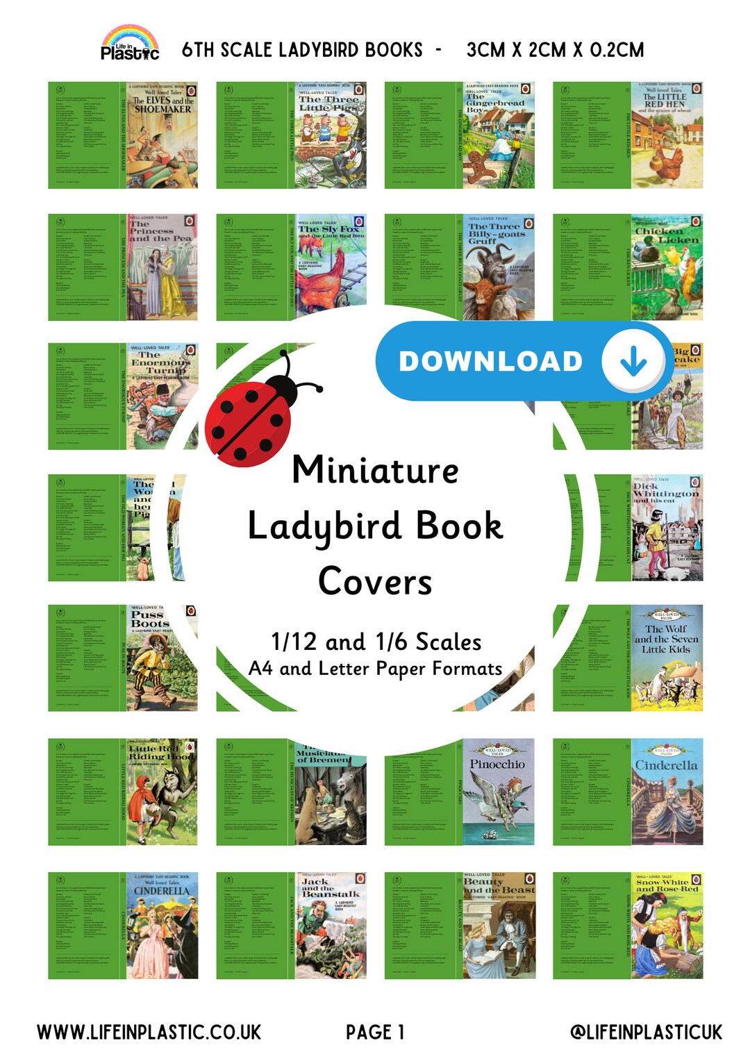 Miniature Ladybird Children's Books X 64 - 12th 1:12 Dollhouse + 6th 1/ ...