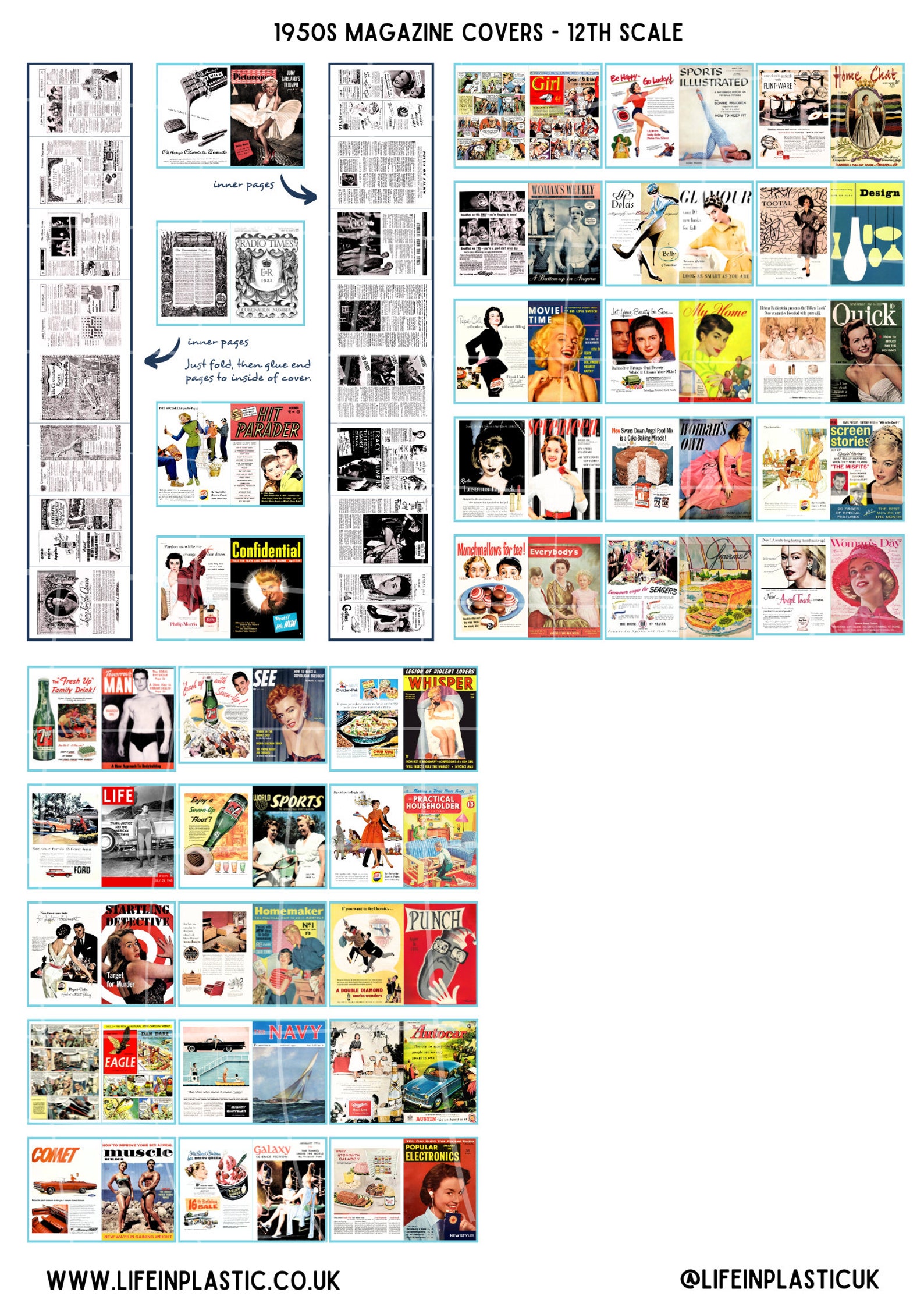 1950s Miniature Magazine Covers - 12th + 6th Scale for Dollhouse ...