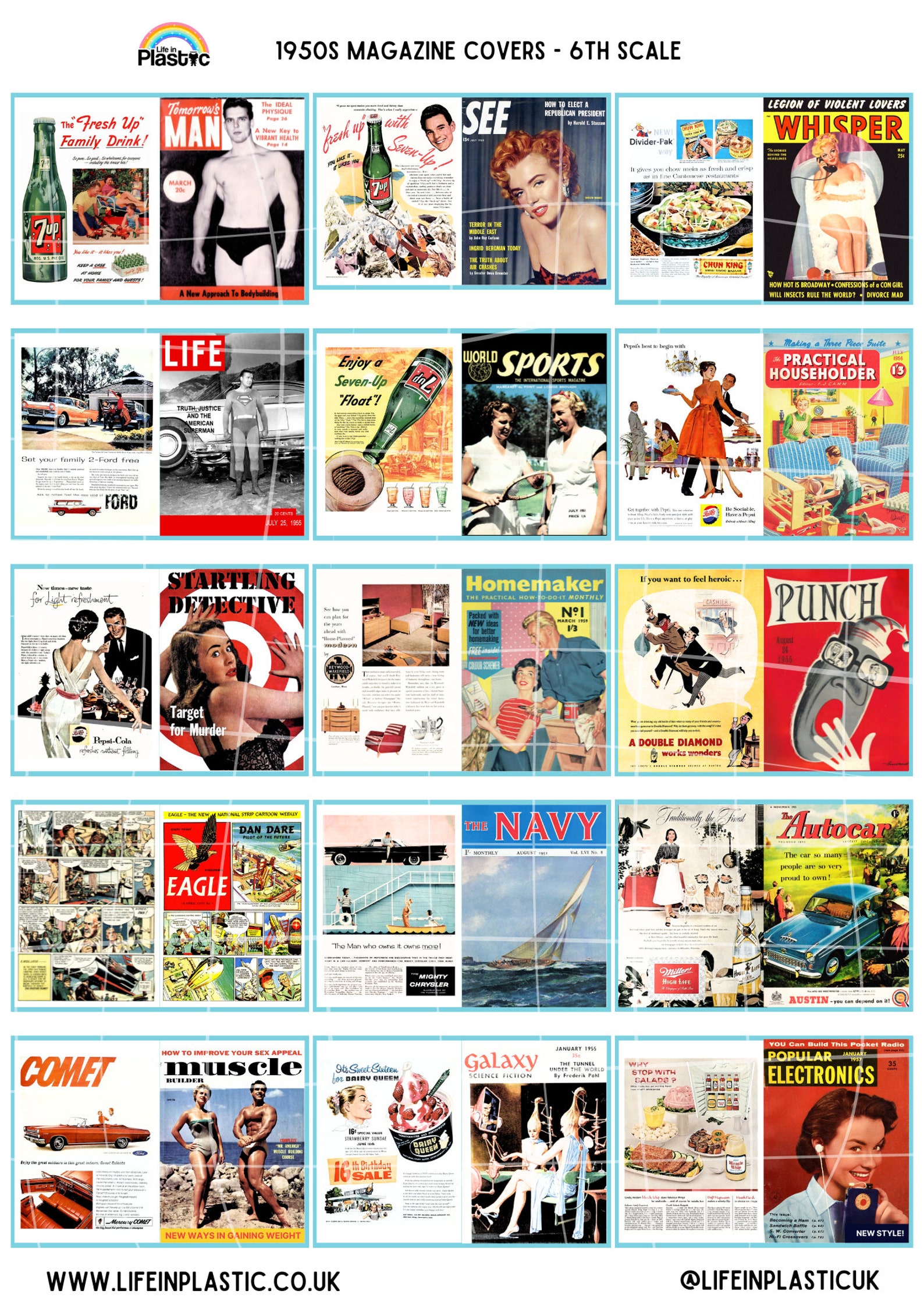 1950s Miniature Magazine Covers - 12th + 6th Scale for Dollhouse ...