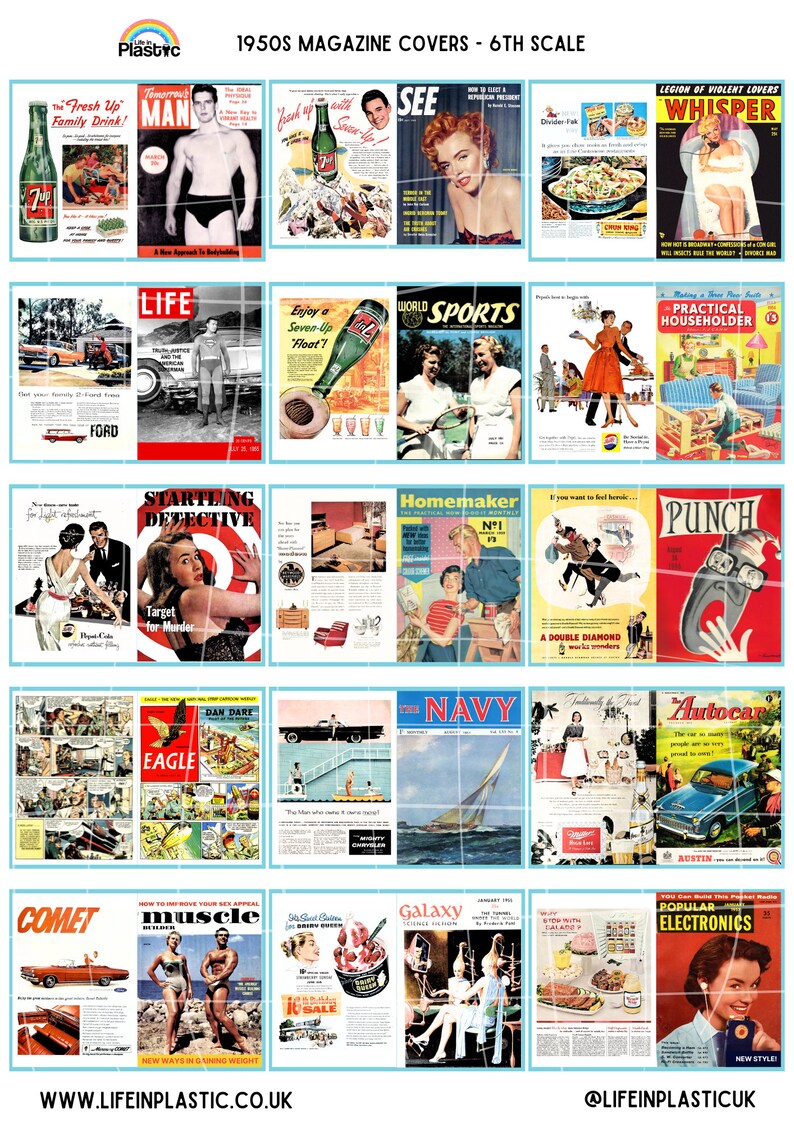 1950s Miniature Magazine Covers - 12th + 6th Scale for Dollhouse ...