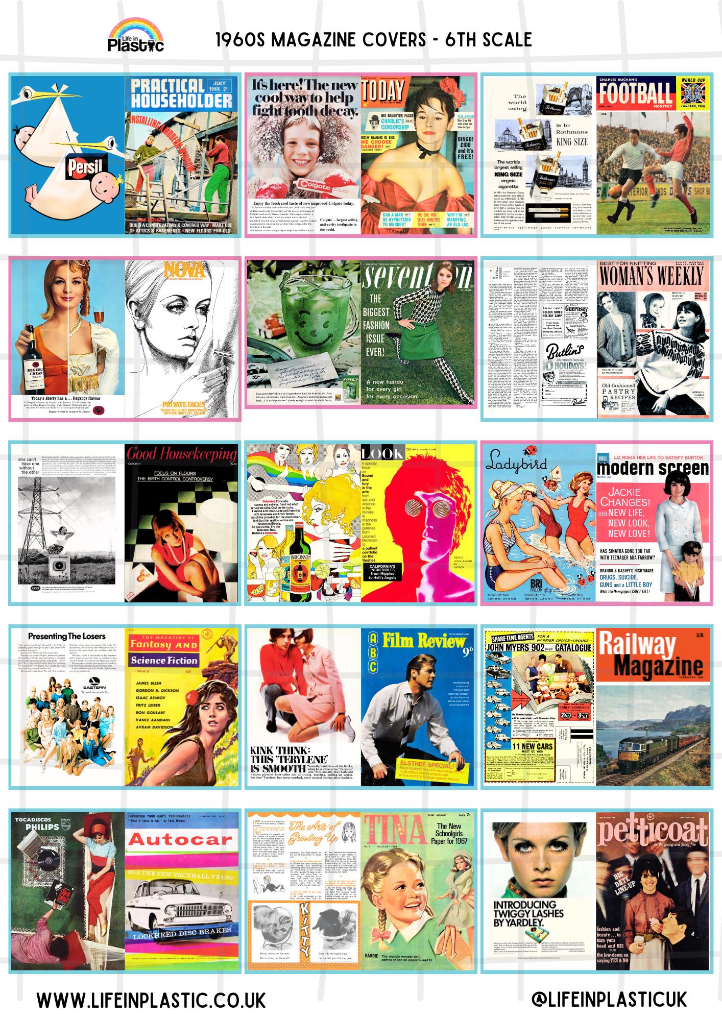 1960s Miniature Magazine Covers - 12th + 6th Scale for Dollhouse ...