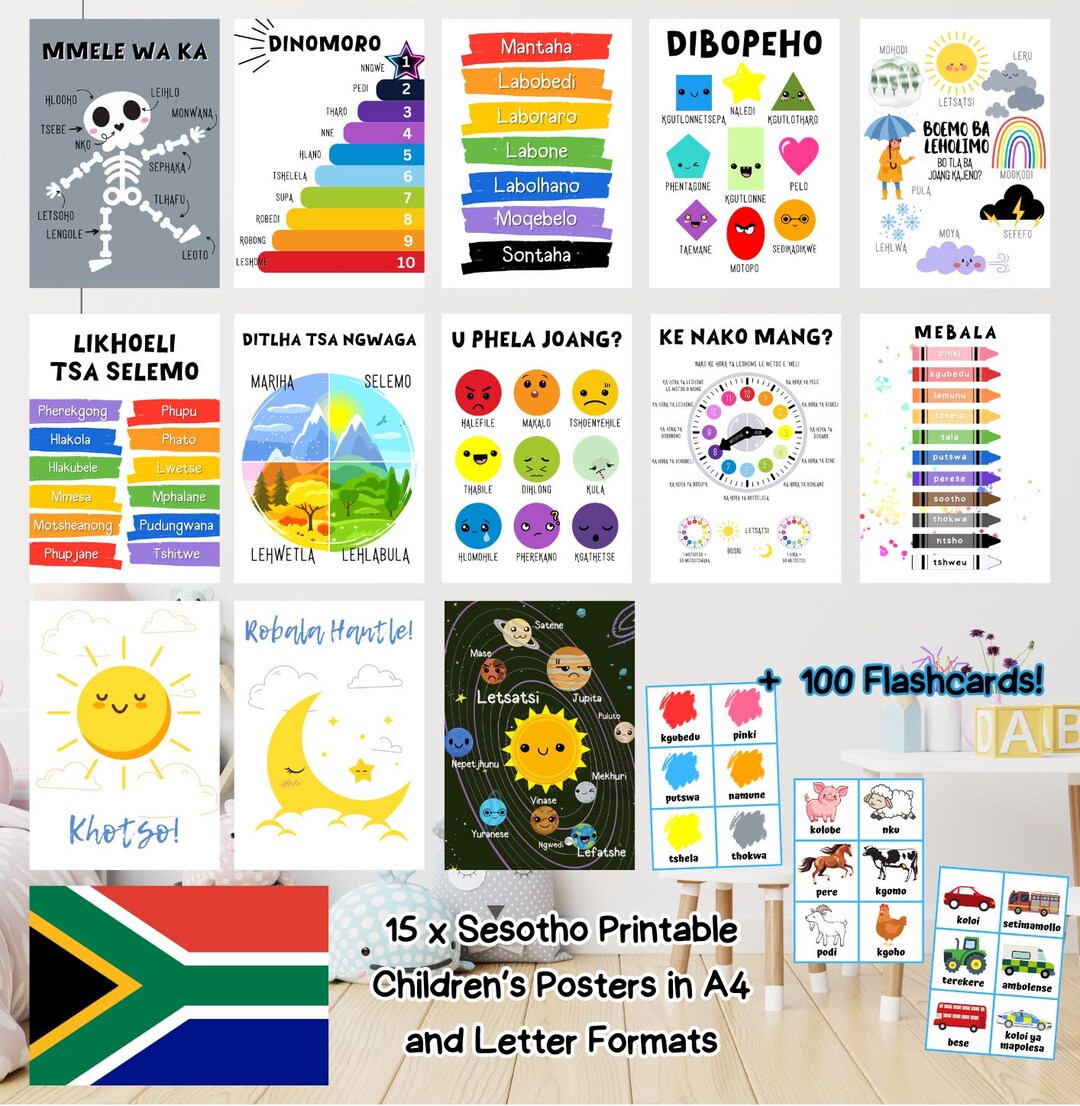 Sethoso Southern Sotho Language Printable Educational Classroom ...
