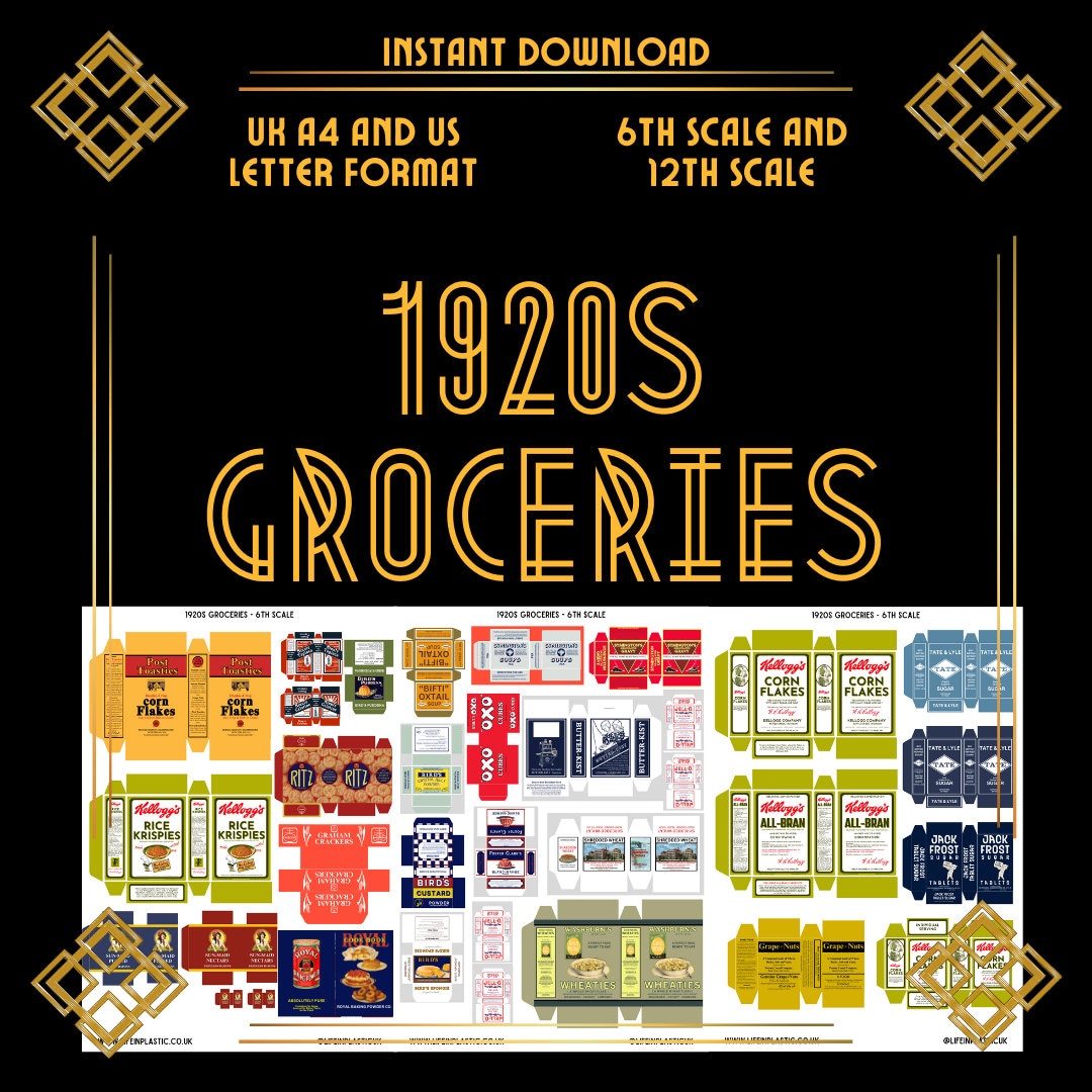1920s Groceries - Miniature Food Packaging Printable Download - for ...