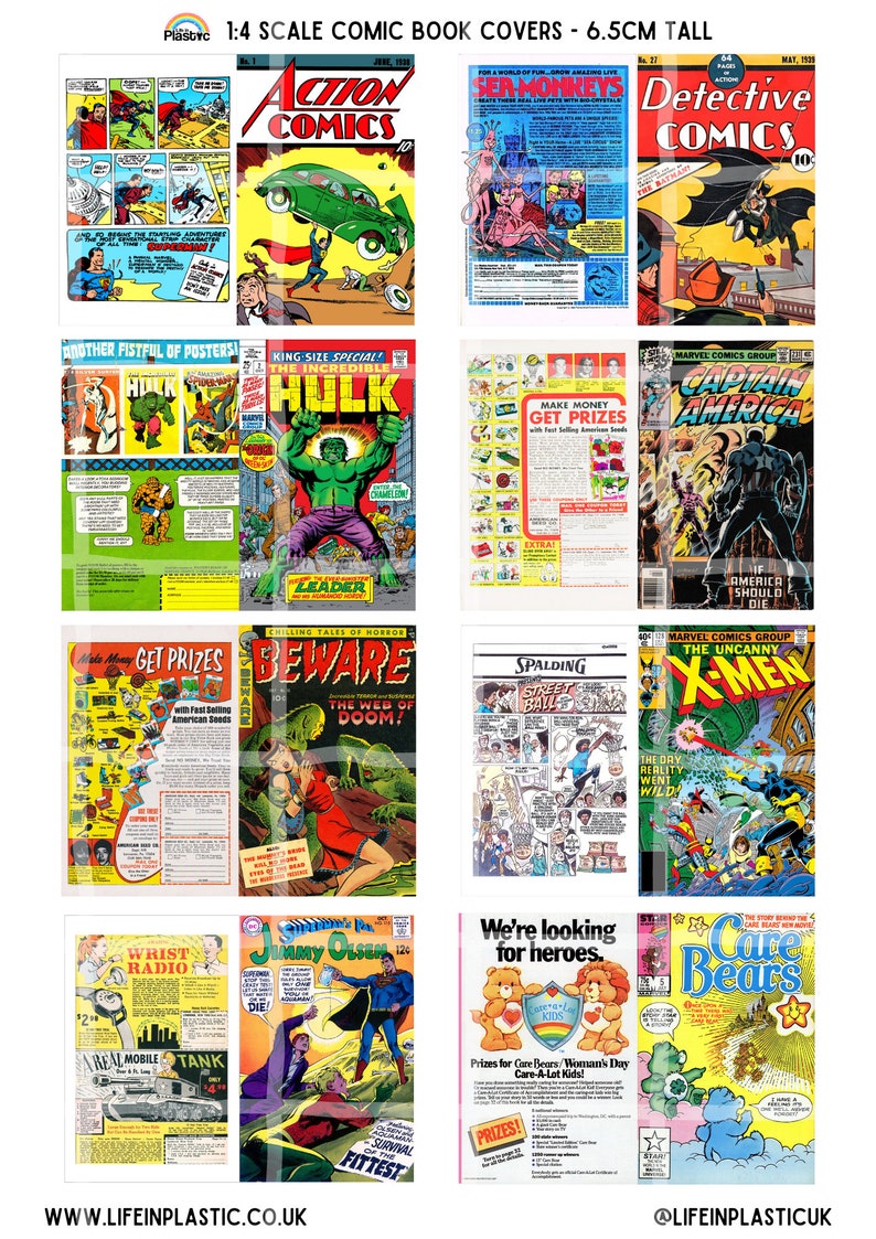 1/4 Scale Miniature Comic Book Covers – BJD Doll Printable (digital ...