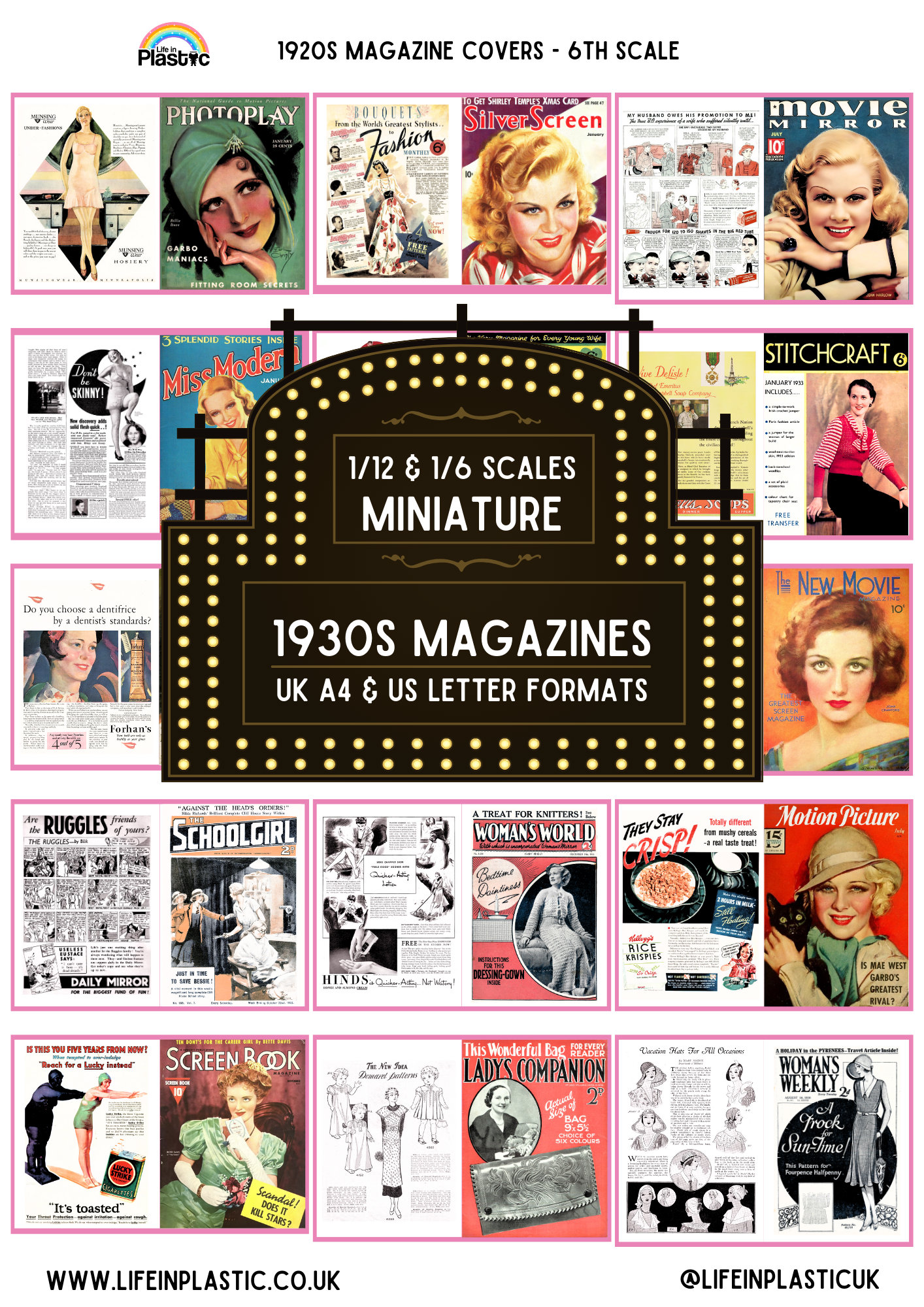 1930s Miniature Magazine Covers 12th 6th Scale for Dollhouse / Fashion ...