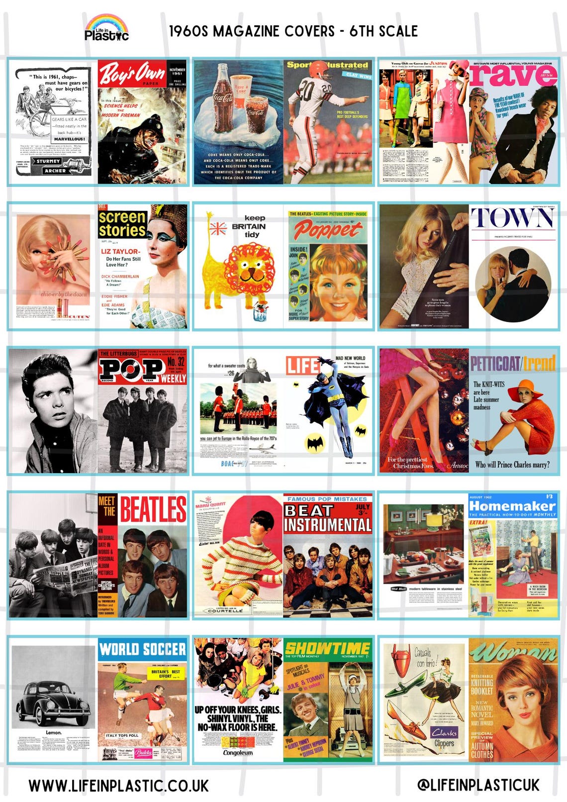 1960s Miniature Magazine Covers - 12th + 6th Scale for Dollhouse ...