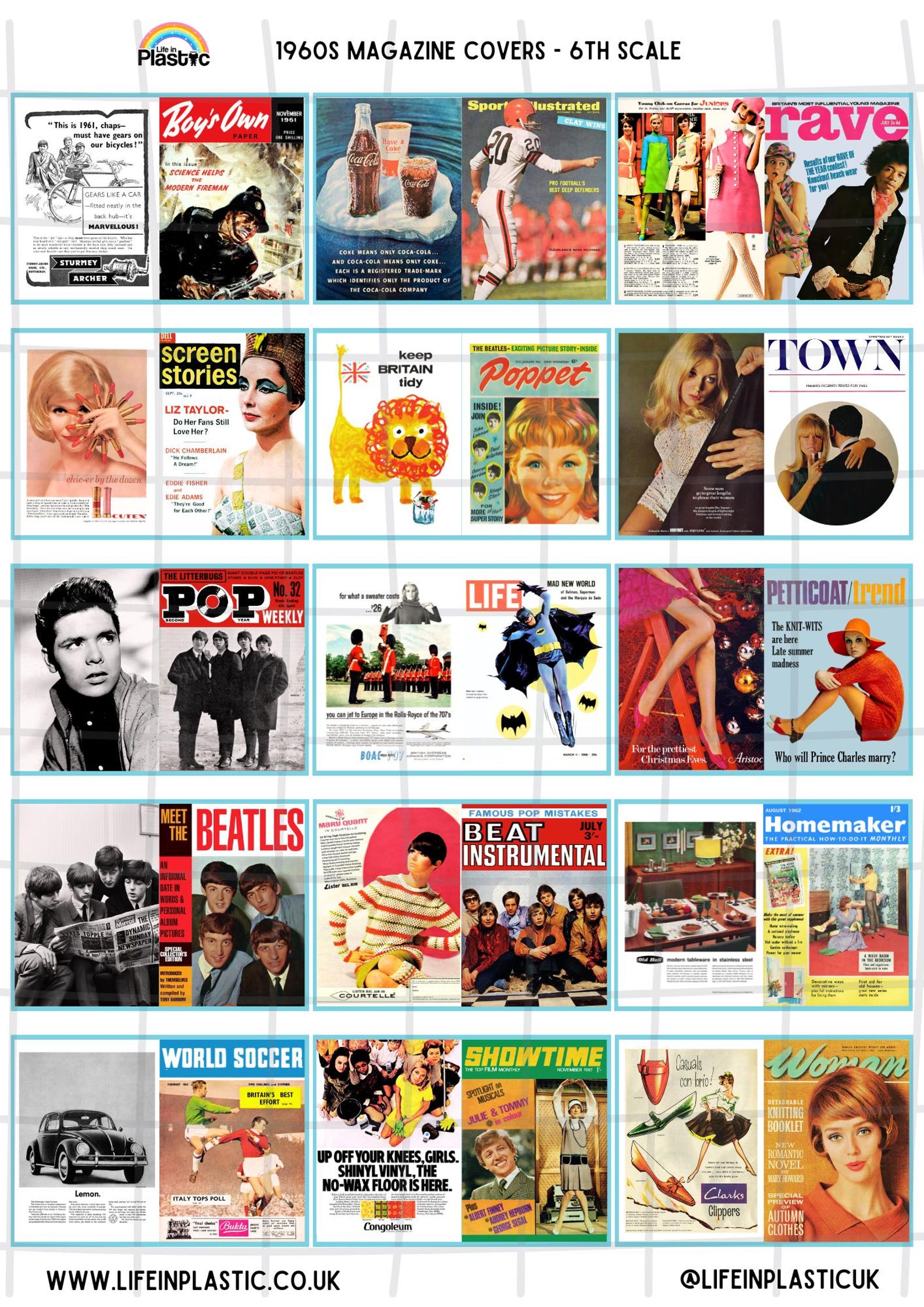 1960s Miniature Magazine Covers - 12th + 6th Scale for Dollhouse ...