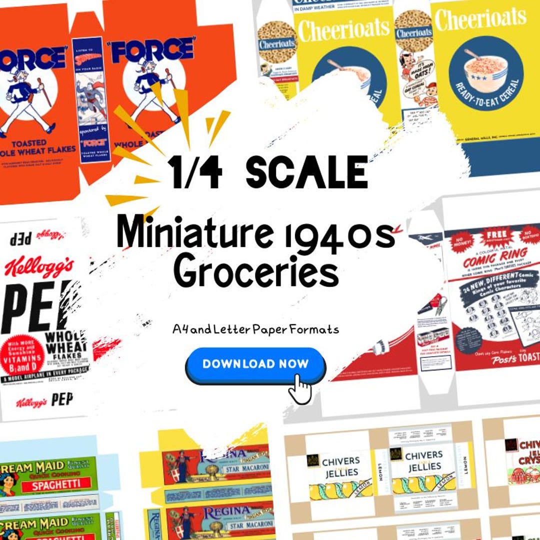 1940s WW2 Groceries - Miniature Food Packaging Printable Download - for ...