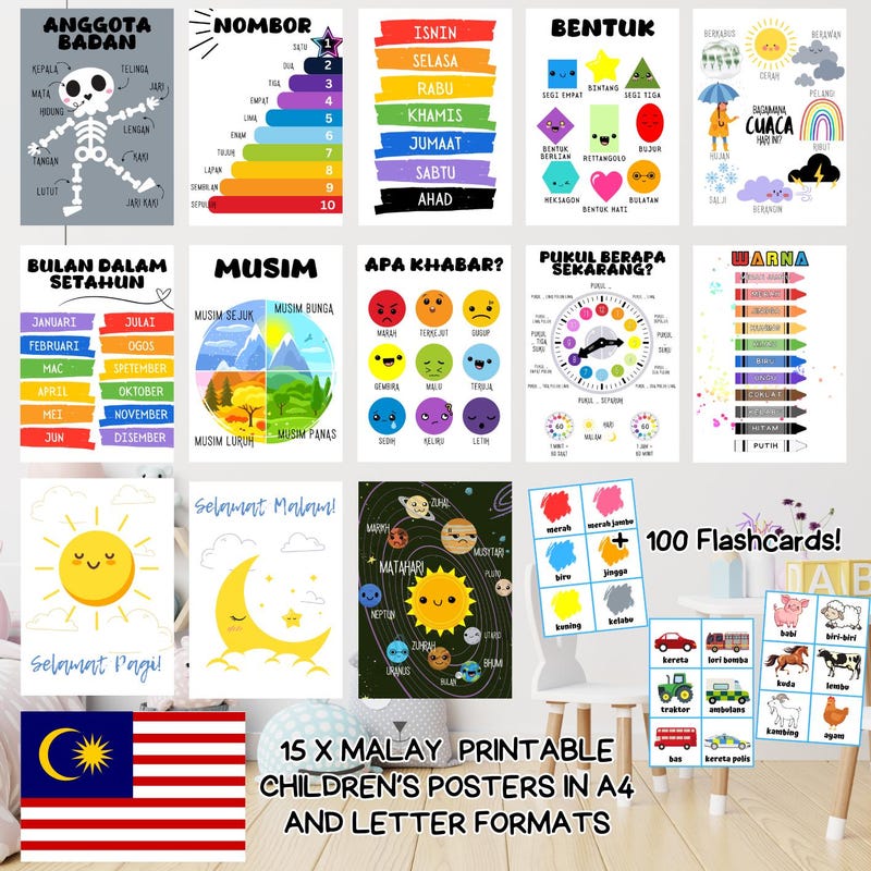 Malay Flashcards - Etsy Singapore
