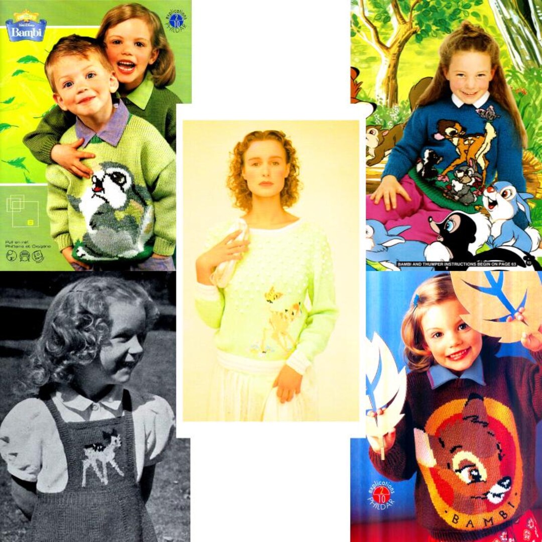 Vintage Bambi Sweater Knitting Pattern Scans - Phildar - Digital PDF ...
