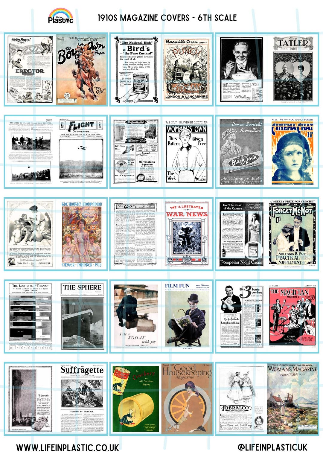 1910s Miniature Magazine Covers - 12th + 6th Scale for Dollhouse ...