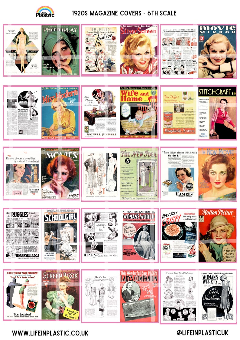 1930s Miniature Magazine Covers - 12th + 6th Scale for Dollhouse ...