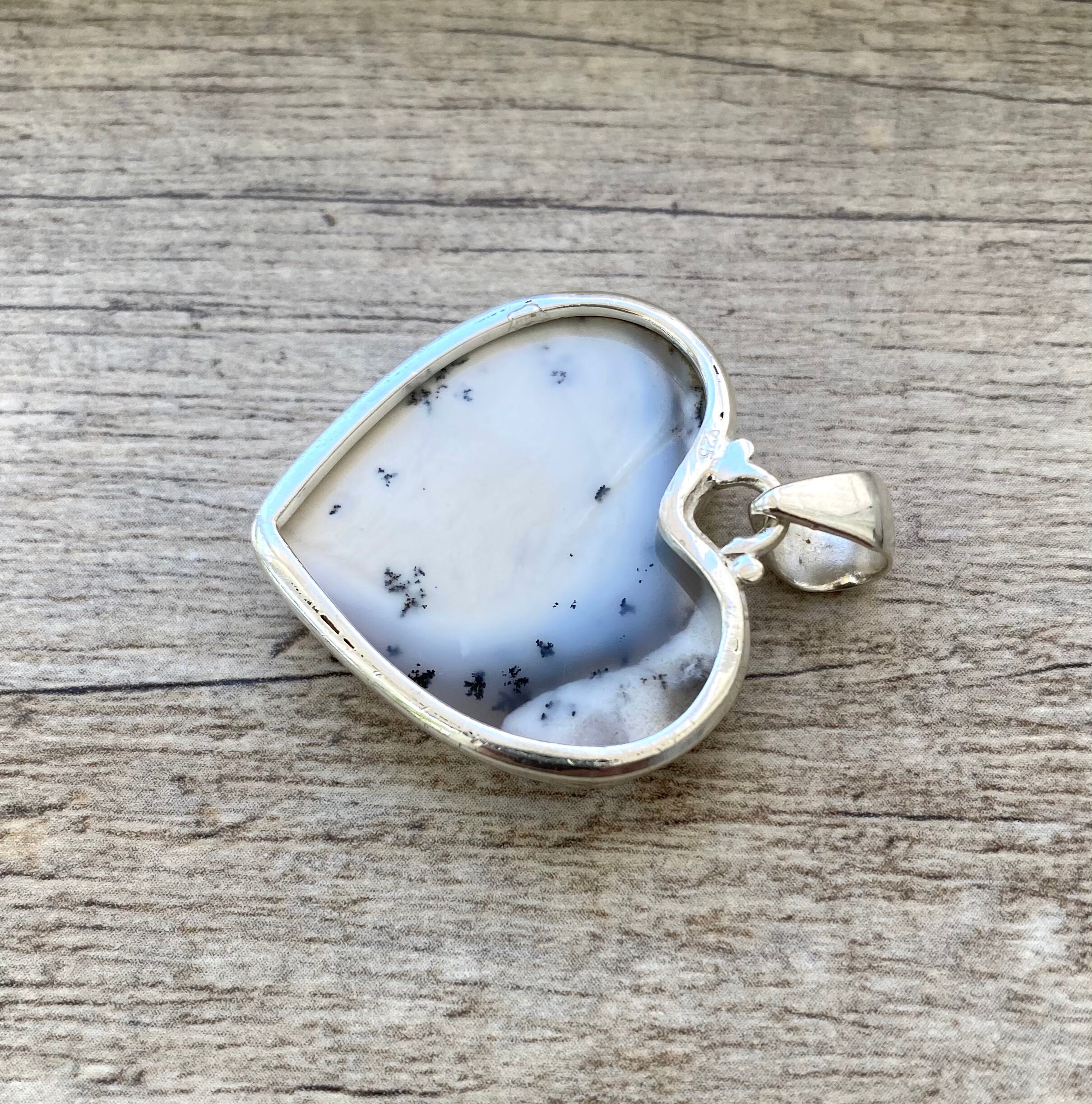 HEART Natural Turkish Merlinite Pendant, Dendritic Opal Pendant ...