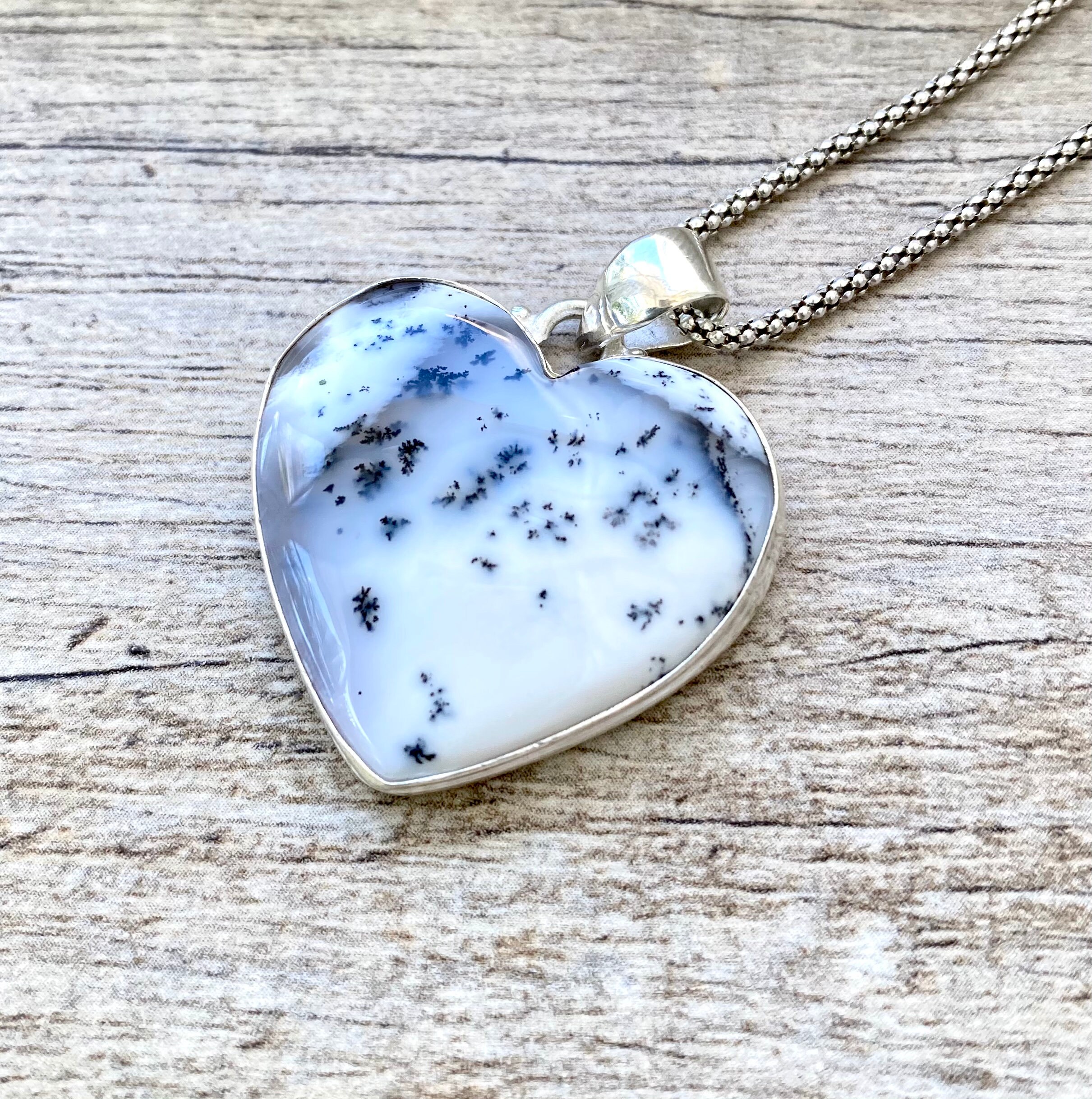 HEART Natural Turkish Merlinite Pendant, Dendritic Opal Pendant ...
