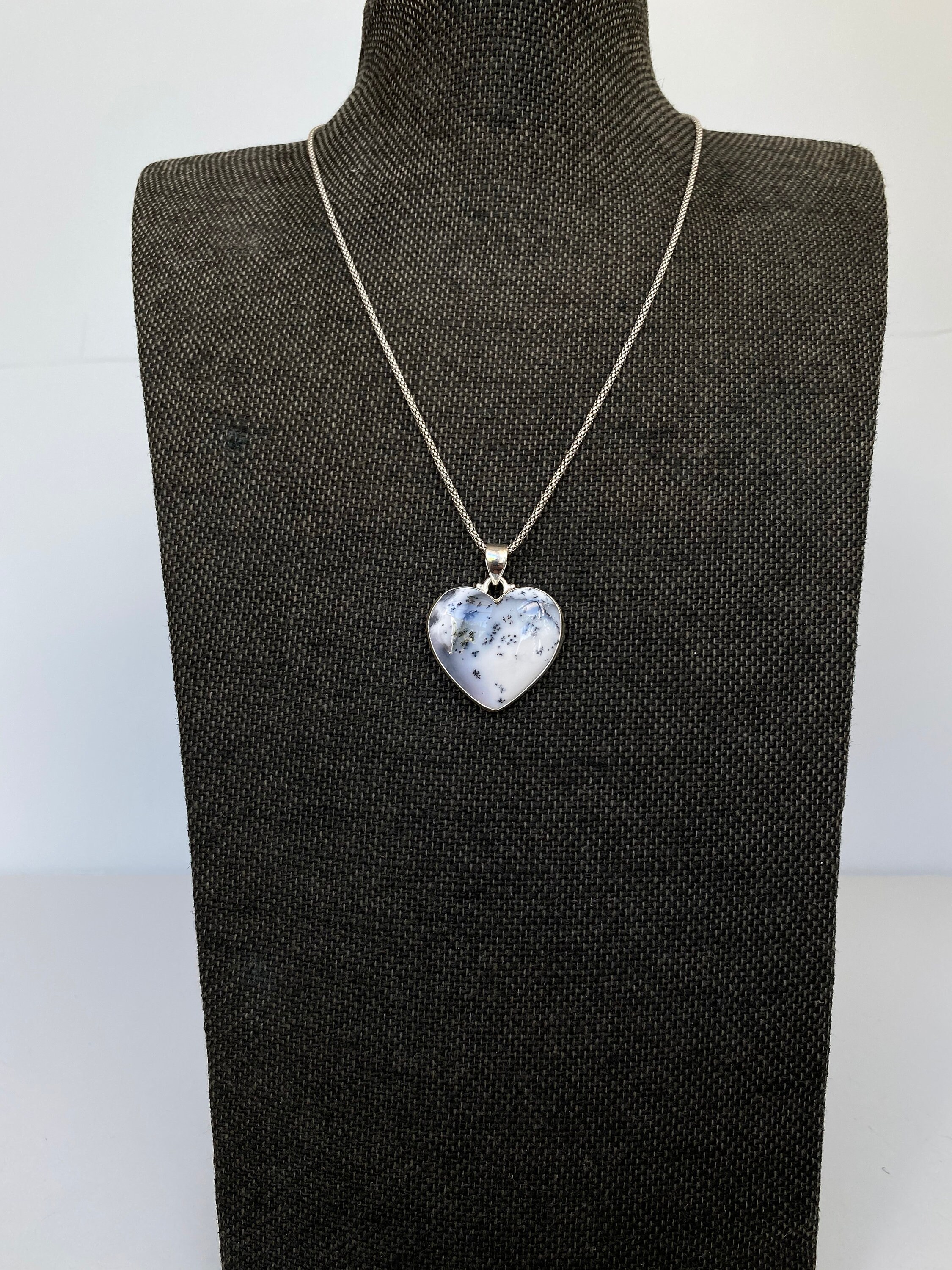 HEART Natural Turkish Merlinite Pendant, Dendritic Opal Pendant ...