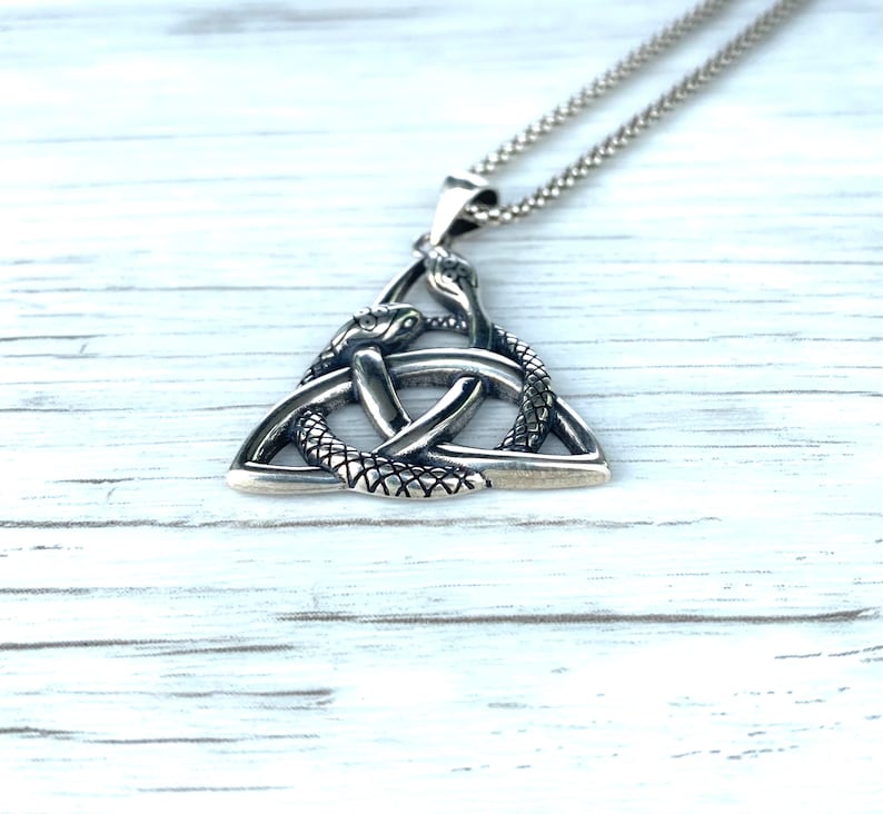 CELTIC TRINITY KNOT Celtic Triquetra Snake Genuine 925 | Etsy