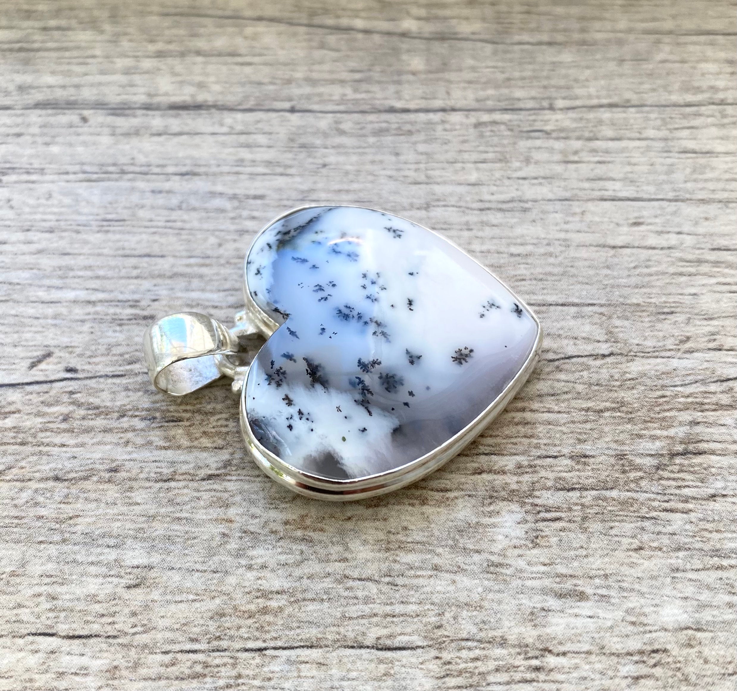 HEART Natural Turkish Merlinite Pendant, Dendritic Opal Pendant ...