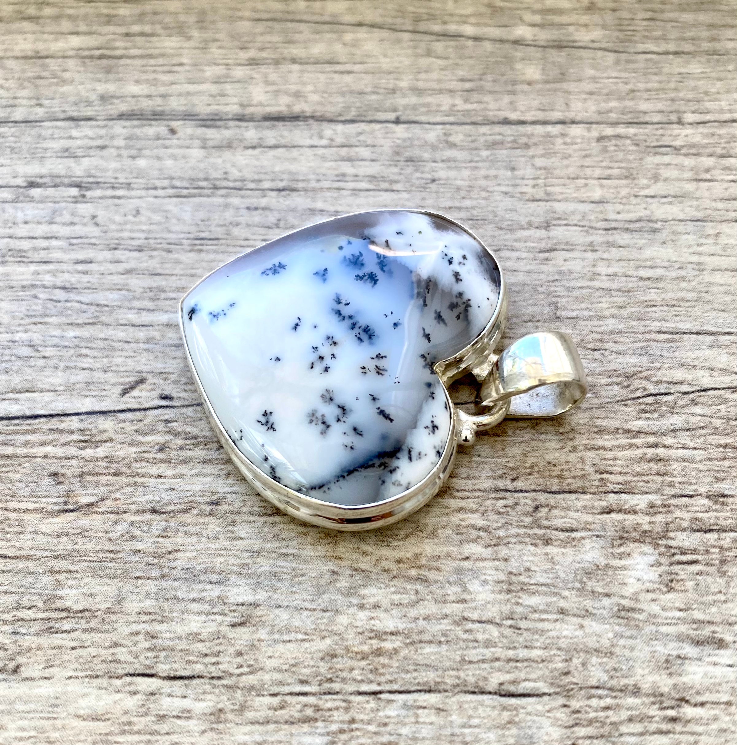 HEART Natural Turkish Merlinite Pendant, Dendritic Opal Pendant ...