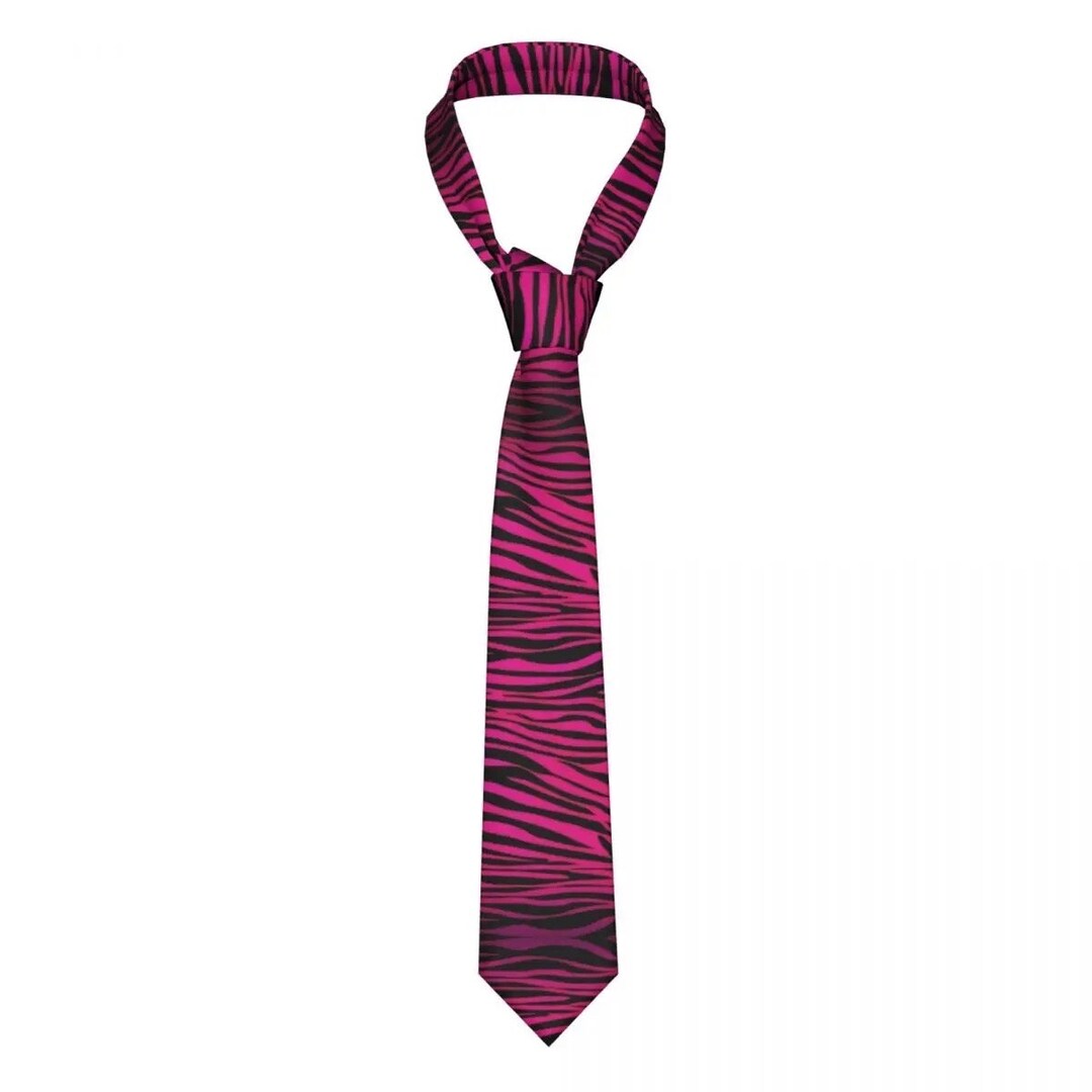 Adjustable Unisex Hot Pink Zebra Printed Necktie, Alternative Emo Scene ...