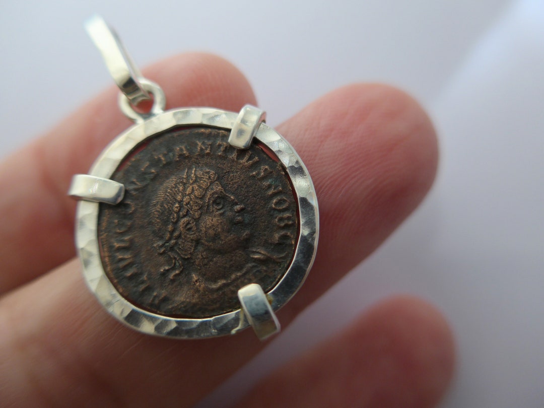 Genuine Roman Emperor Coin Set in Solid Silver, Ancient Coin Pendant ...