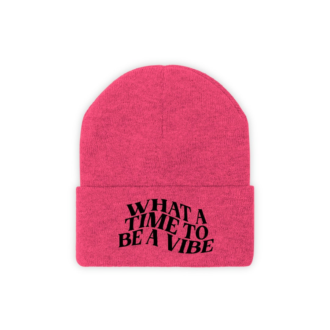 What a Time to Be a Vibe Embroidered Hat Knit Beanie | Vibing Hat Funny ...