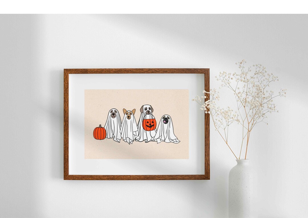 Ghost Puppies Halloween Wall Decor Premium Matte Posters | Fall Print ...