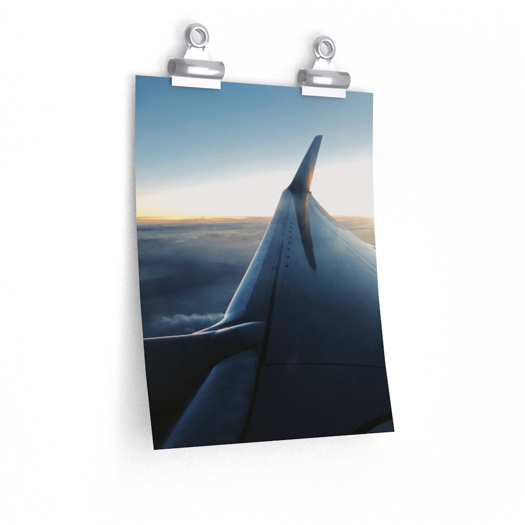 White Modern Art Simple Airplane Poster Travel Window Seat Views Cloudy ...