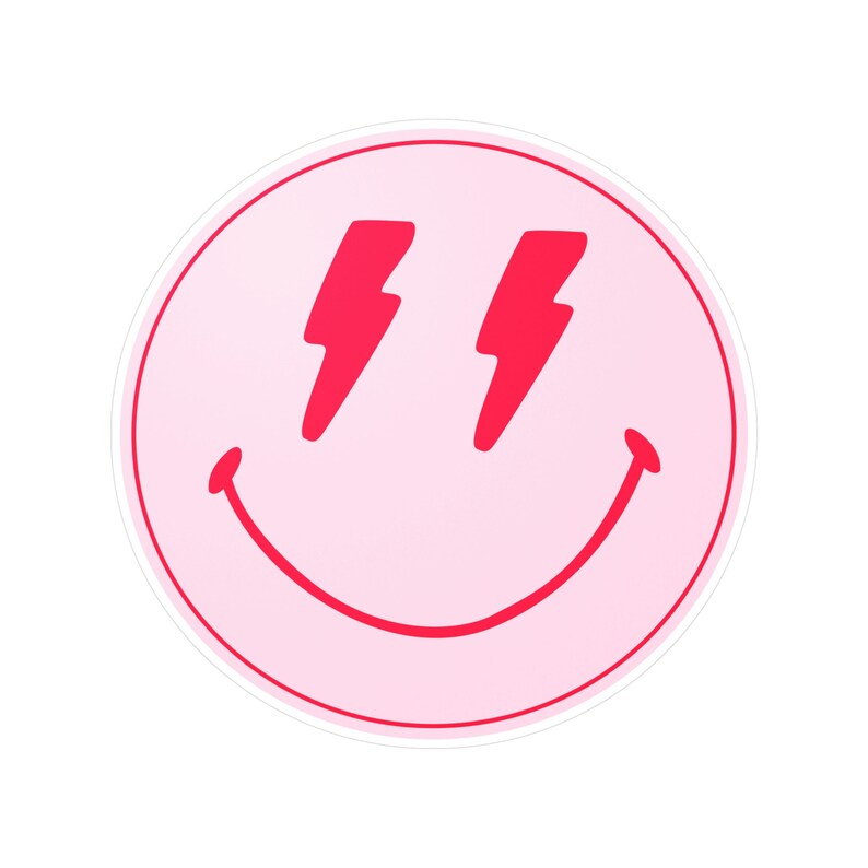 Pink Lightning Smiley Face Vinyl Die-cut Stickers | Hapy Face Trendy ...