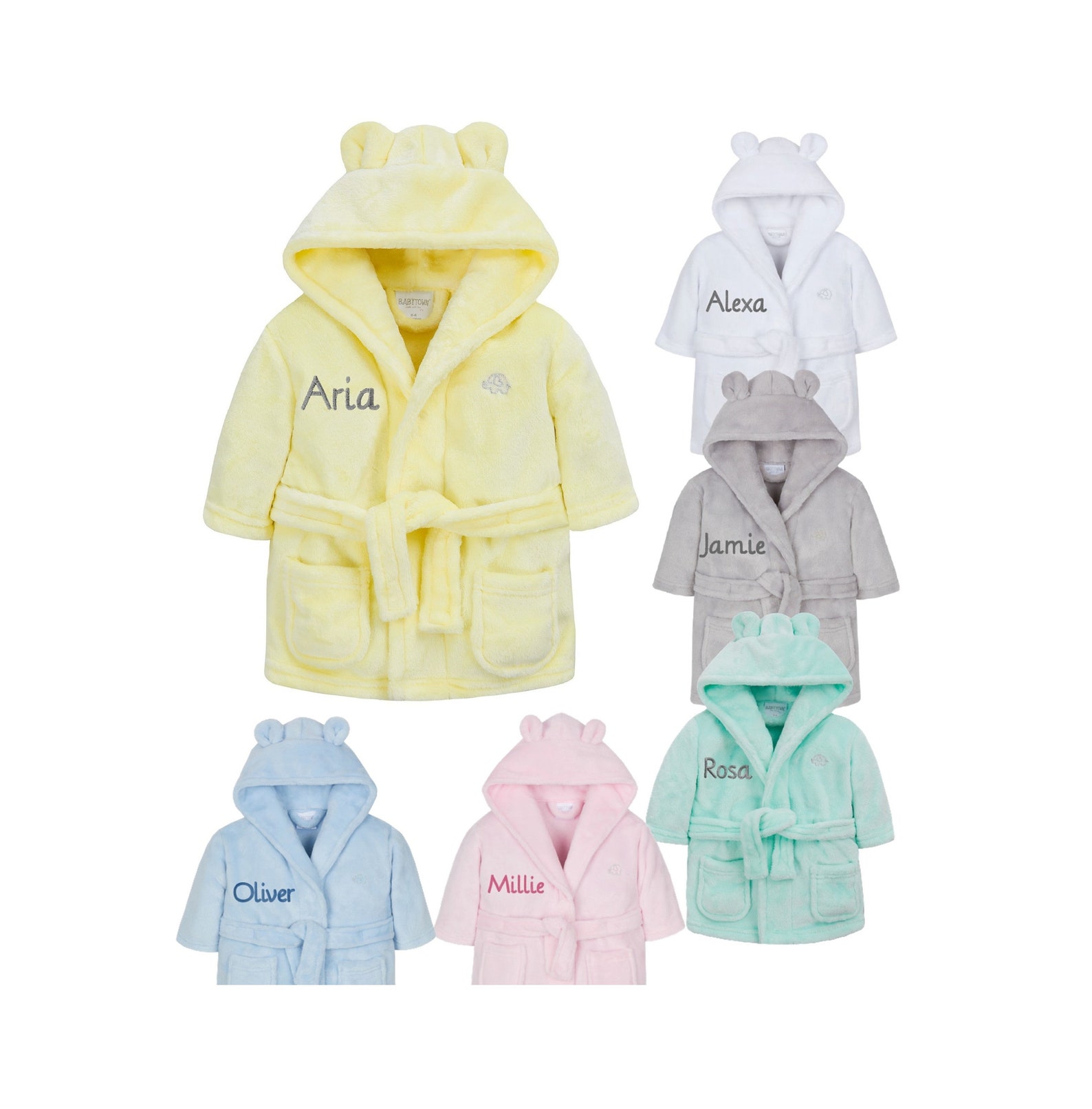 Embroidered Baby Bath Robe Dressing Gown Boy Girl Gift Soft - Etsy UK