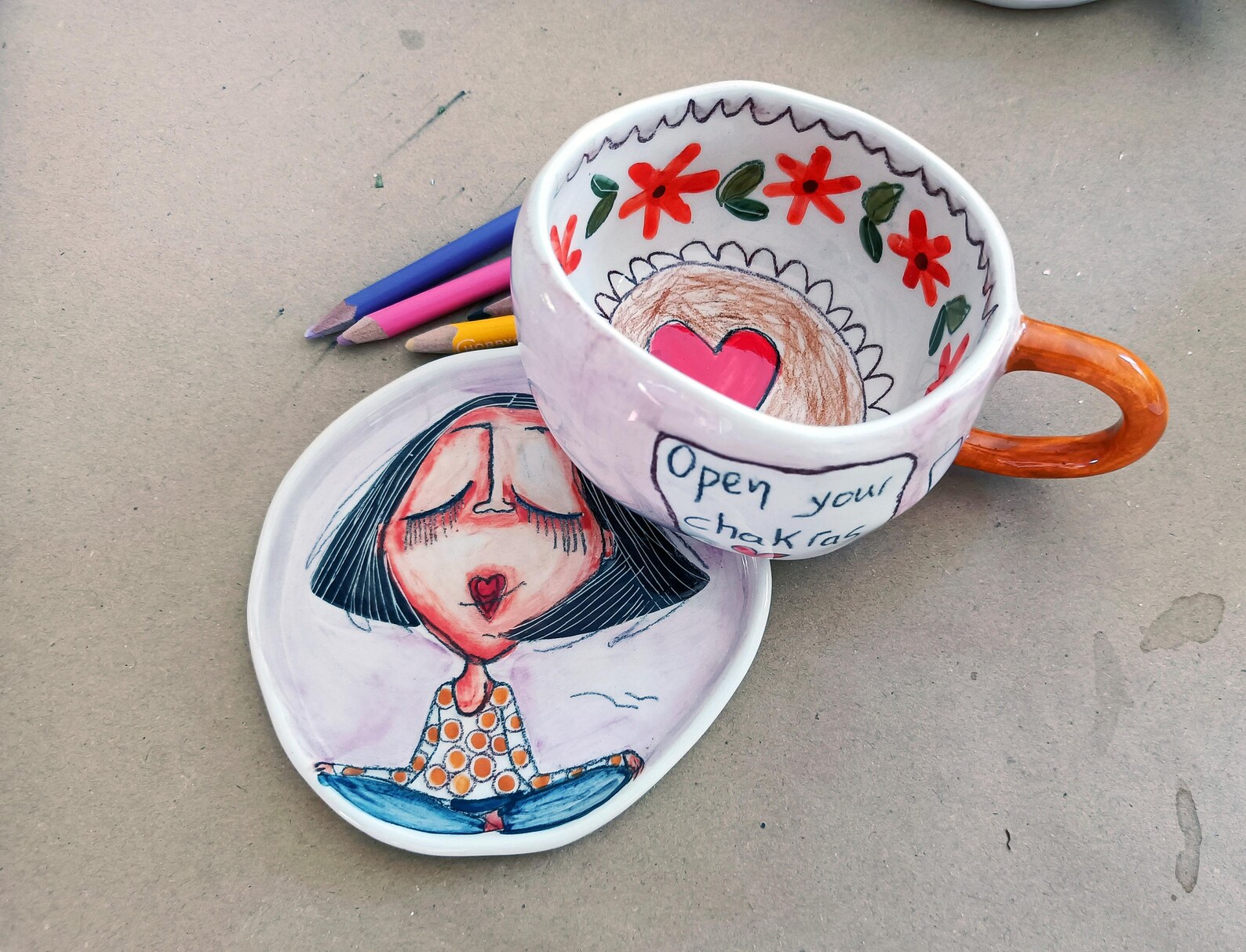 Meditation Mug Handmade Unique, Yogi Gift for Her, Whimsical Ceramic ...