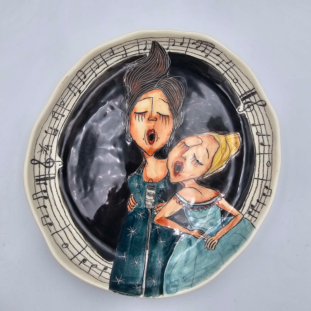 Music Art Ceramic Plate, Singer Gift for Women, Handmade Dinnerware ...