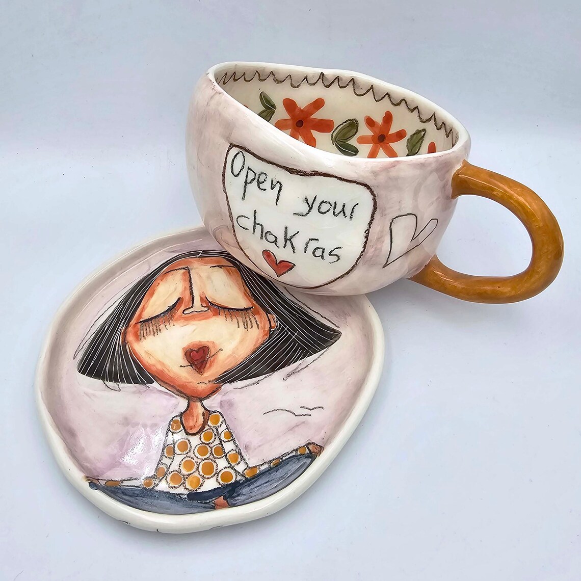 Meditation Mug Handmade Unique, Yogi Gift for Her, Whimsical Ceramic ...