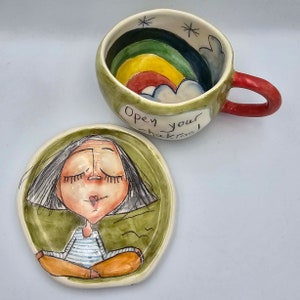 Yoga Coffee Mug Handmade Unique, Yogi Gift for Her, Whimsical Ceramic ...