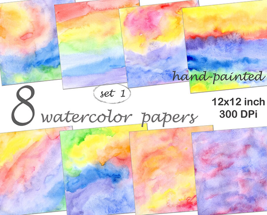 Rainbow Watercolor Digital Paper Commercial Use Hand-painted Background ...