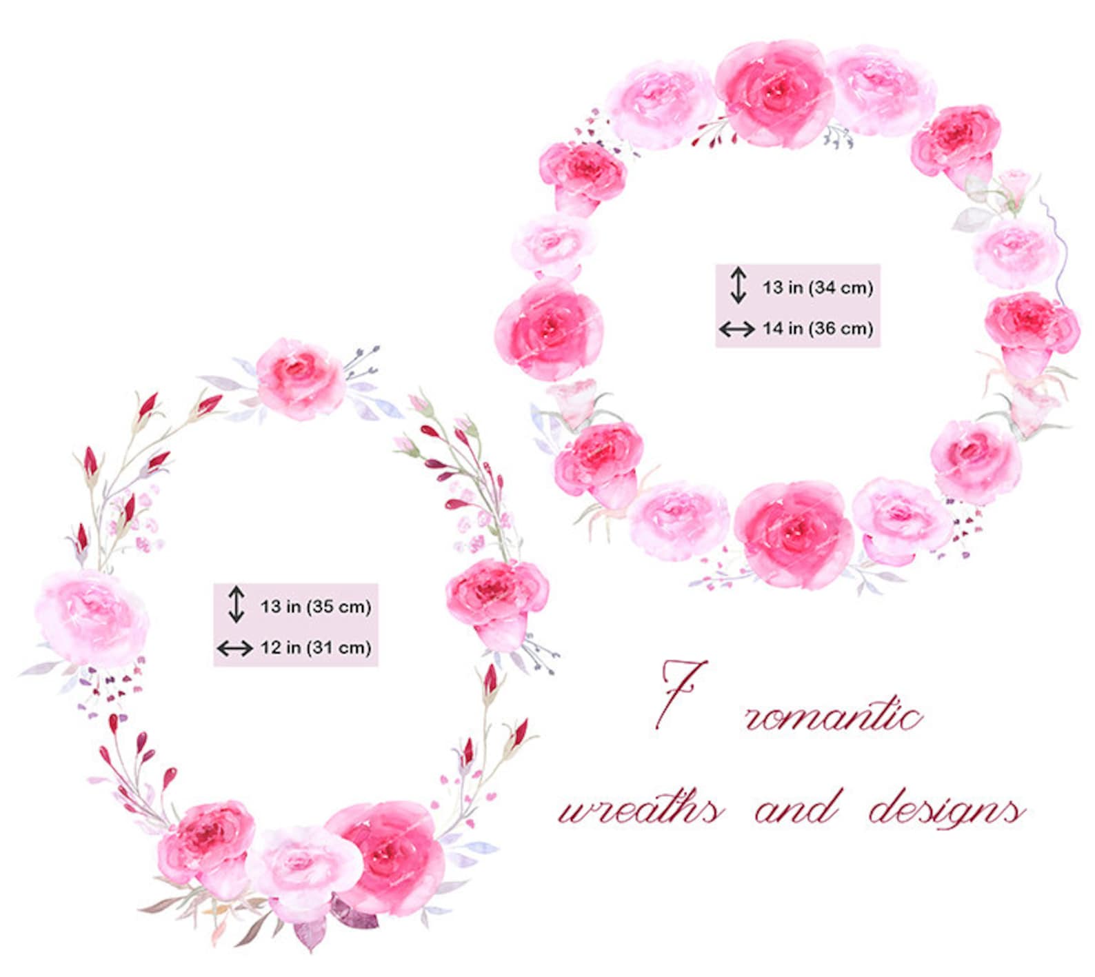 Romantic Roses Watercolor Flowers Clipart Commercial Use | Etsy