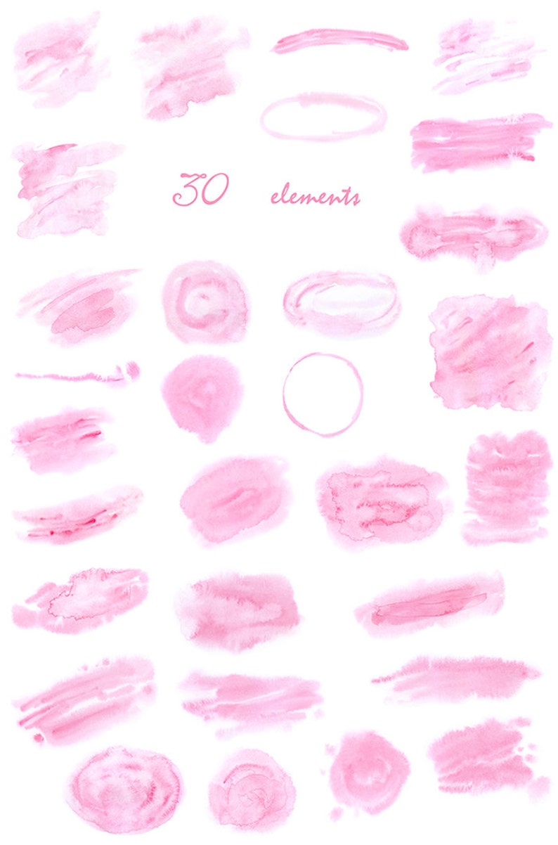 Watercolour Clipart Commercial Use Hand-painted Pink Spots on White ...