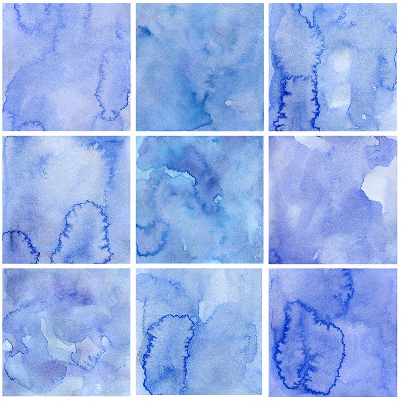 Watercolor Digital Paper Blue Water, Commercial Use Digital Background ...